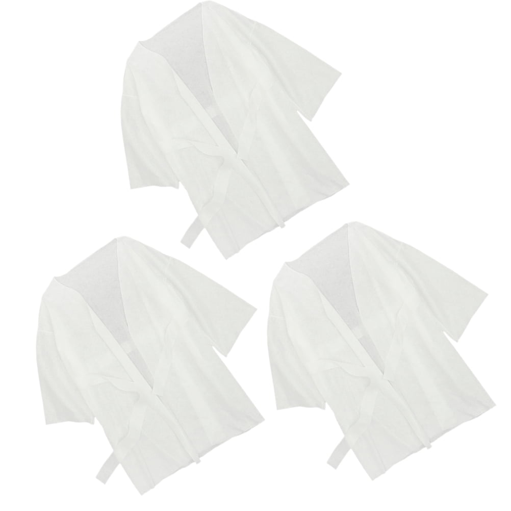 Luxshiny 3Pcs White Breathable Disposable Bath Robe Gown Suitable for ...