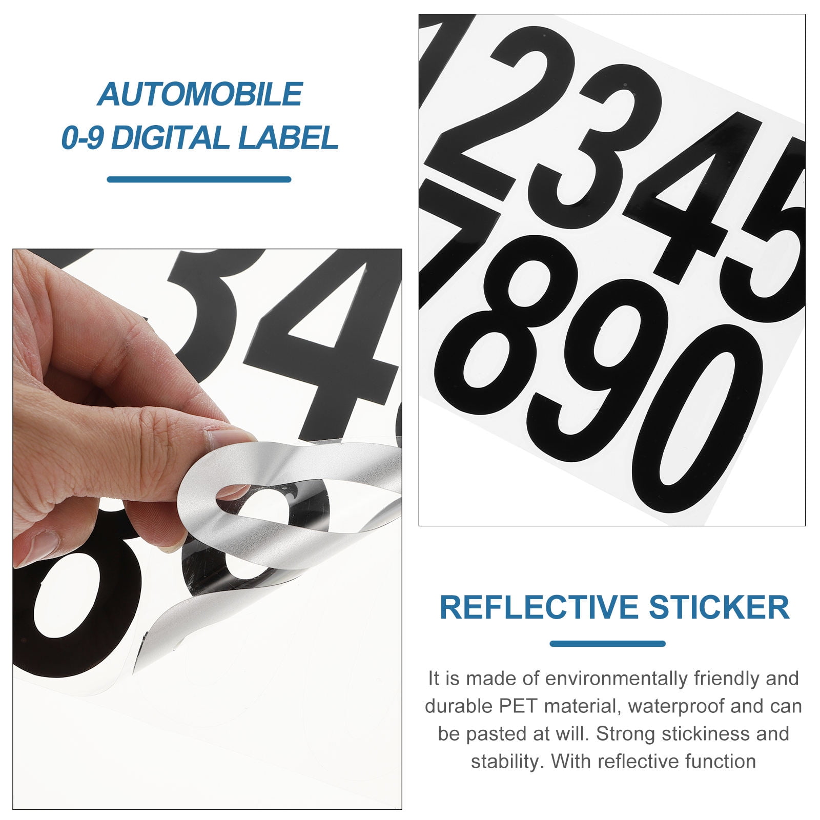 Luxshiny 4 Sets Black Reflective Number Decals for Mailbox, Door ...