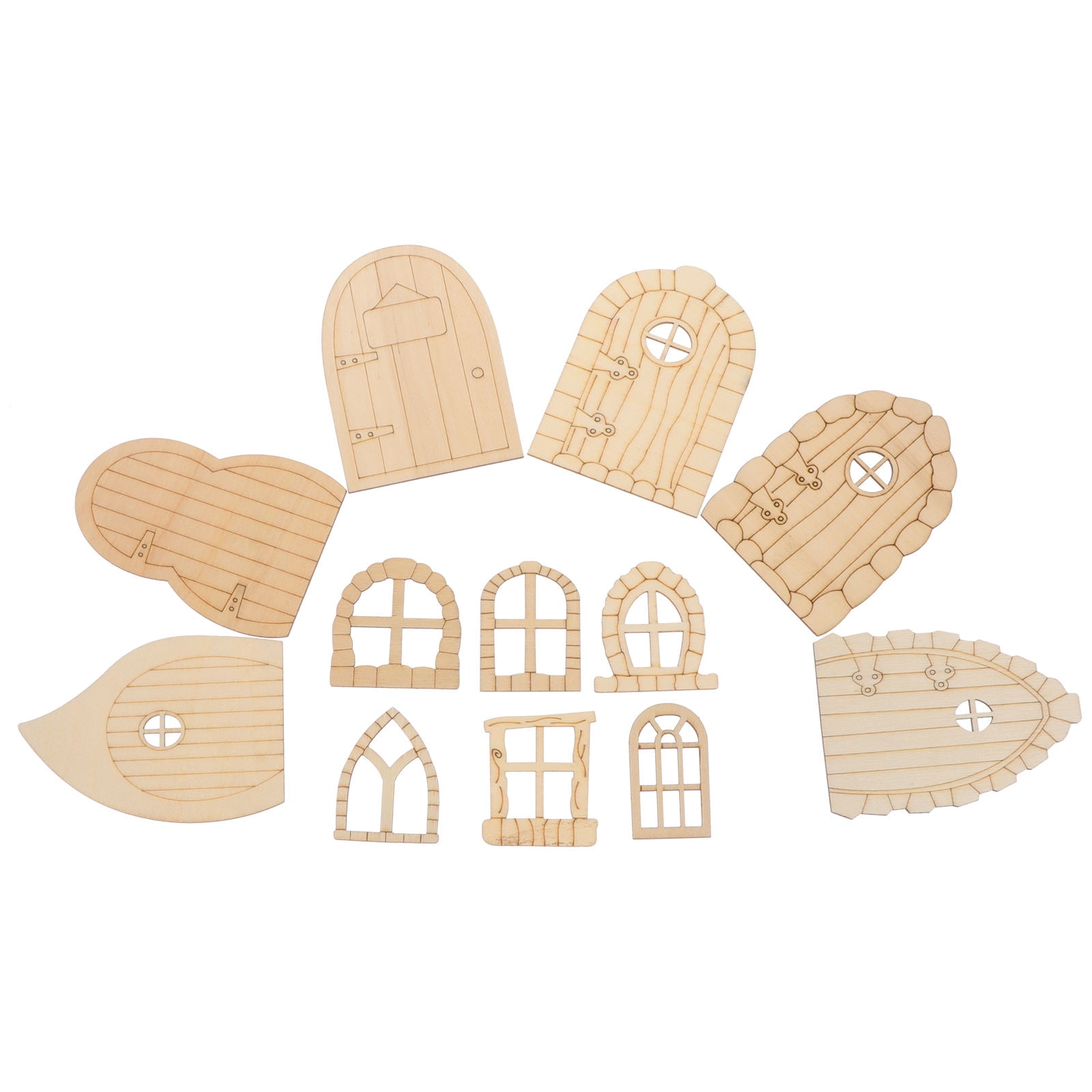 Luxshiny 48Pcs Unpainted Fairy Doors for Home Decoration and Kids Room Ornaments in Simple ...