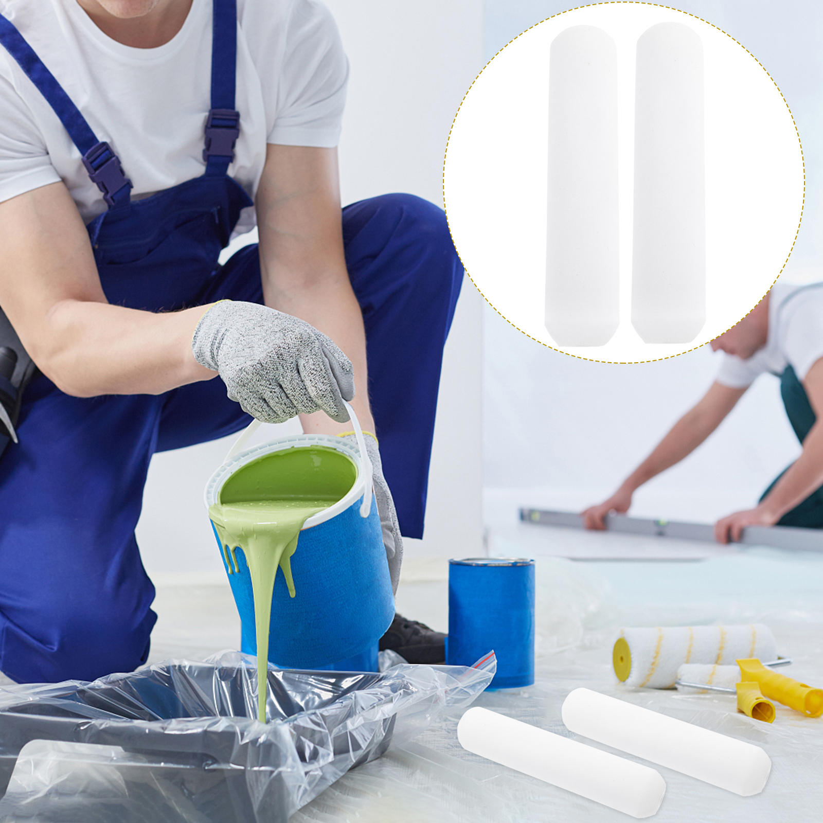 Luxshiny 4Pcs Covers for Paint Rollers White Sponge with Closed End ...