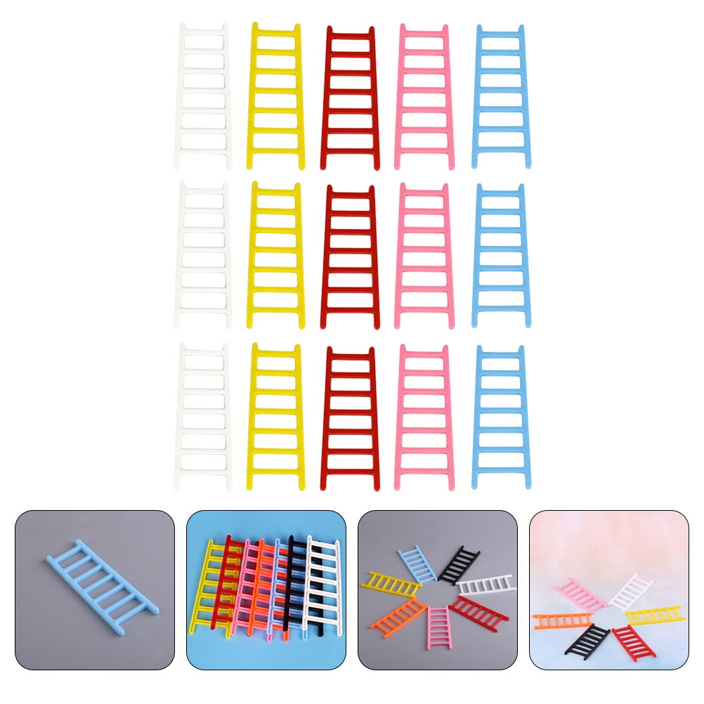 Luxshiny 50pcs Dollhouse Ladders Mini Ladders Assorted Color Garden ...