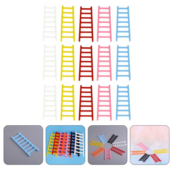 Luxshiny 50pcs Dollhouse Ladders Mini Ladders Assorted Color Garden ...