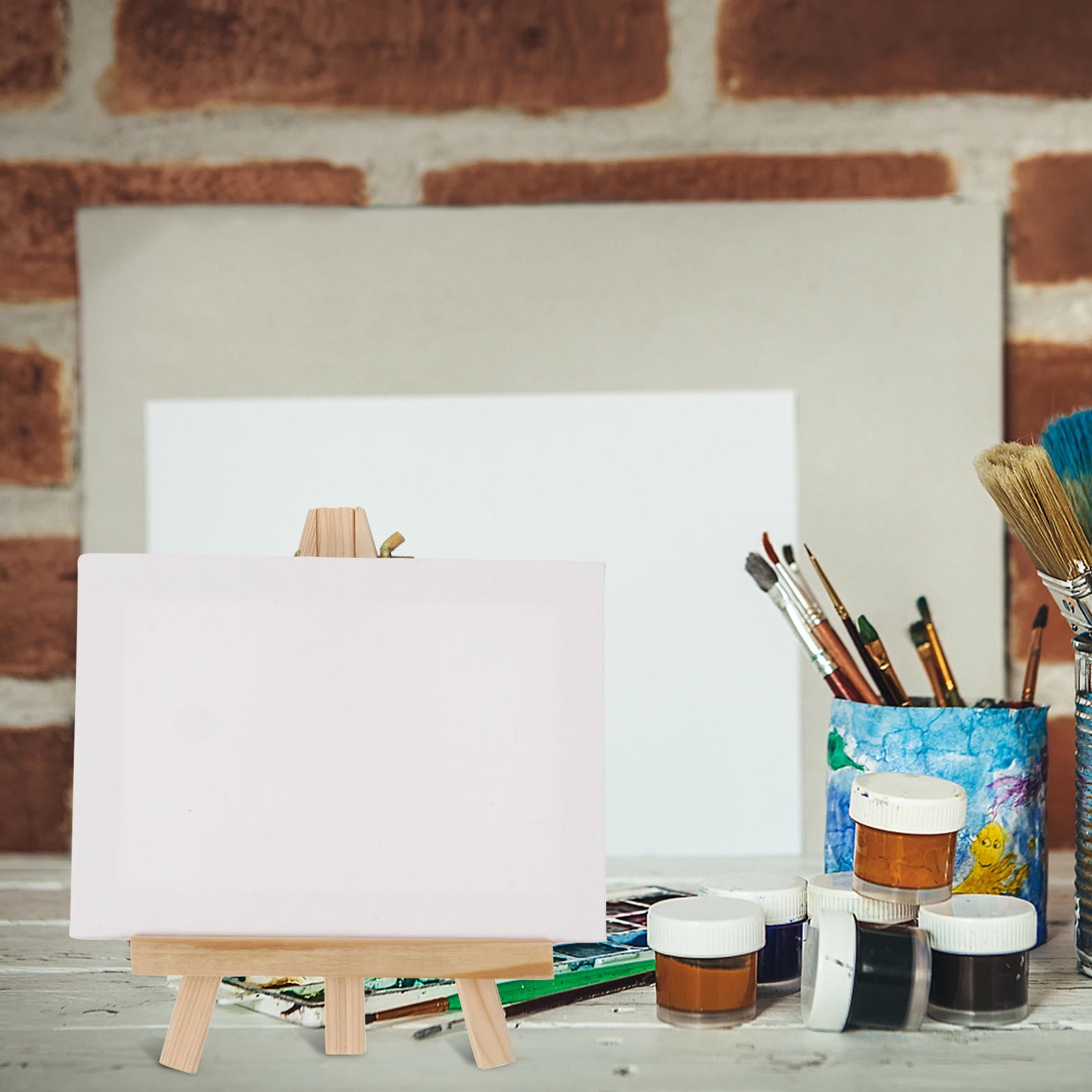 Luxshiny 51Set Mini Easel Canvas Set for Storage Rack Artists Simple ...