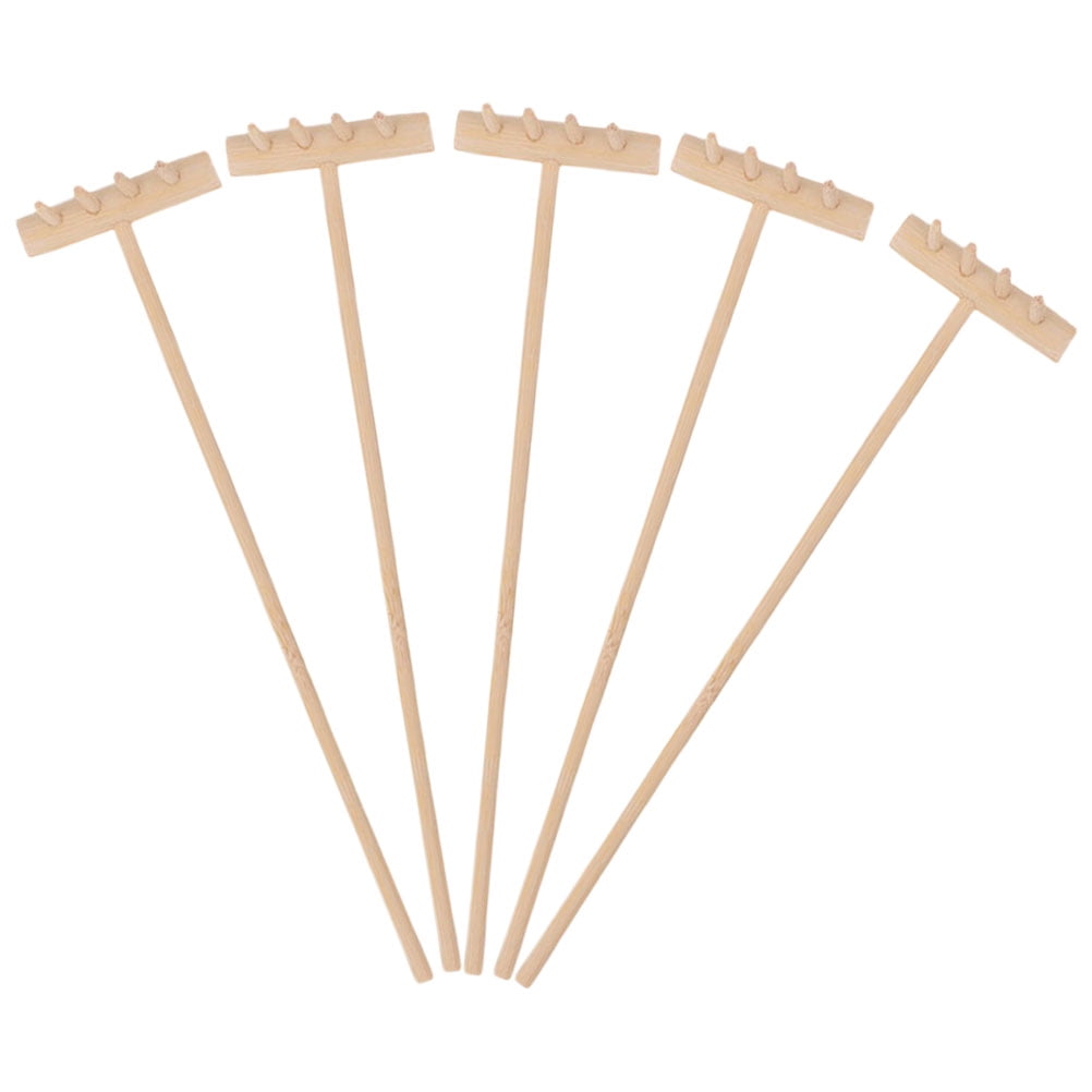 Luxshiny 5pcs Crafts Miniature Rakes Rustic Wooden Tools for Landscape ...