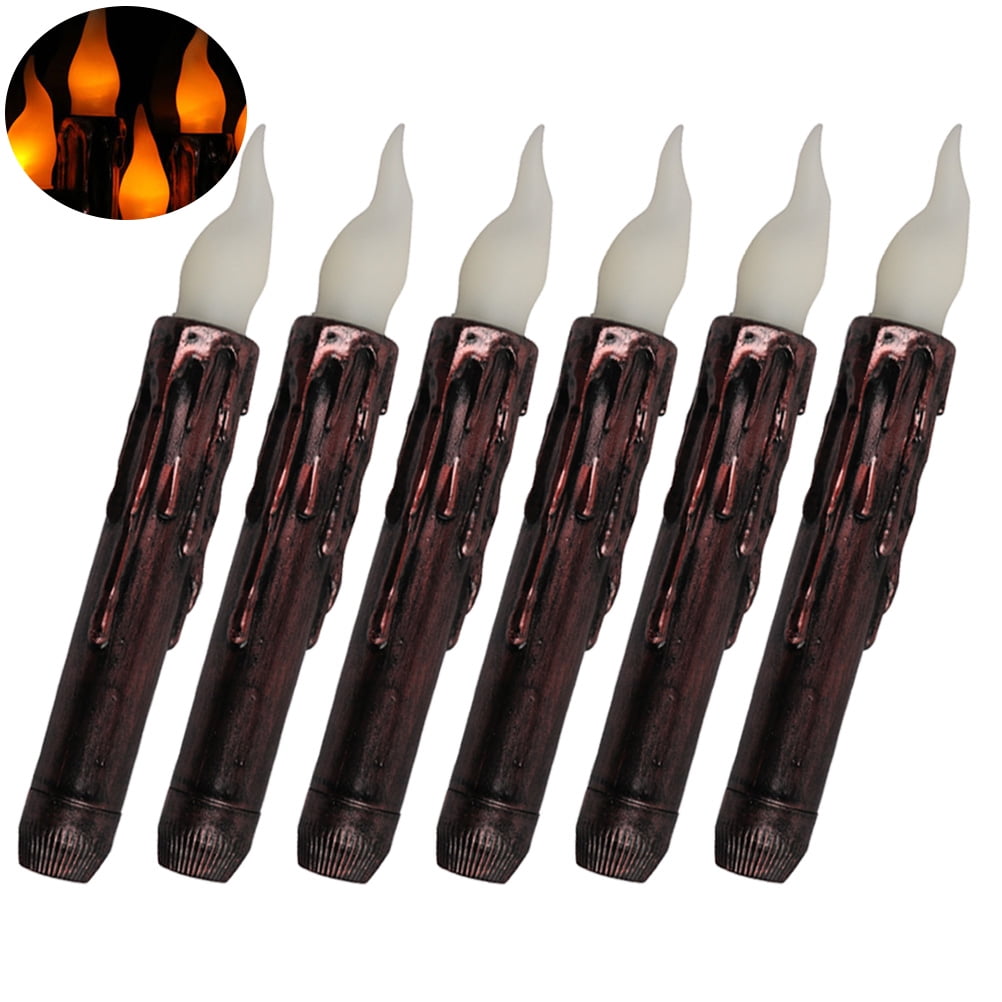 Luxshiny 6Pcs Long Led Candles Flickering Taper Flameless for Table ...