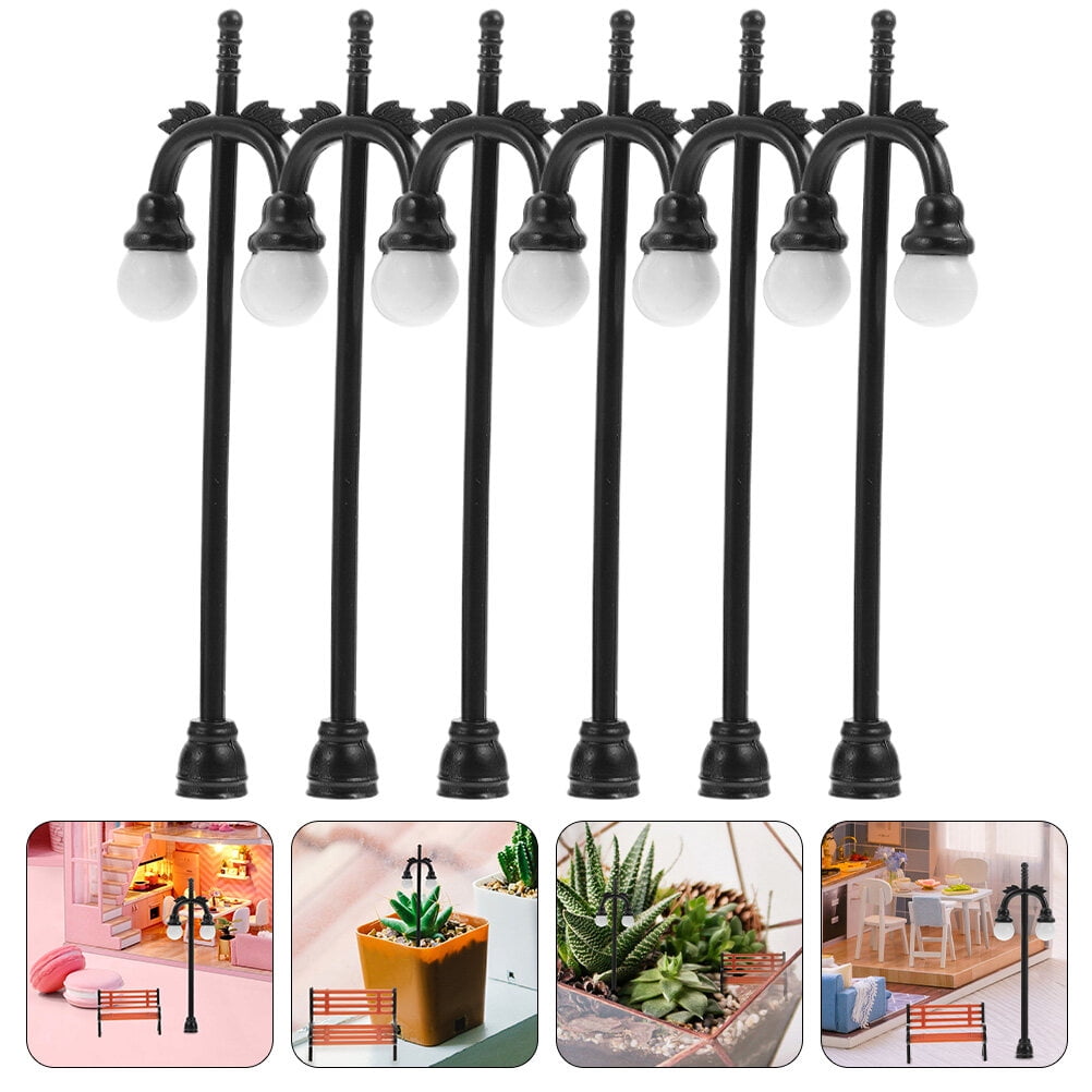 Luxshiny 6Pcs Mini Street Light Black Plastic Dollhouse Street Light ...