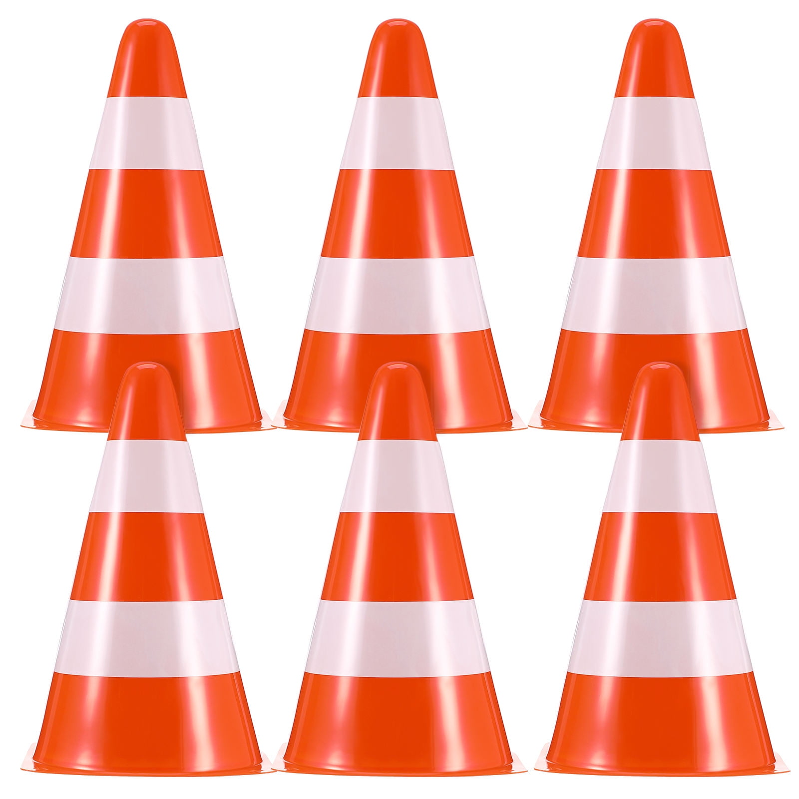 Luxshiny Set of 6 Stackable Plastic Traffic Cones with Reflective ...