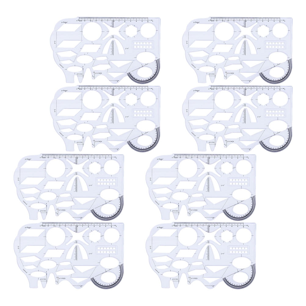 Luxshiny 8Pcs Stencils Drawing Ruler Portable Transparent Metric Rulers ...