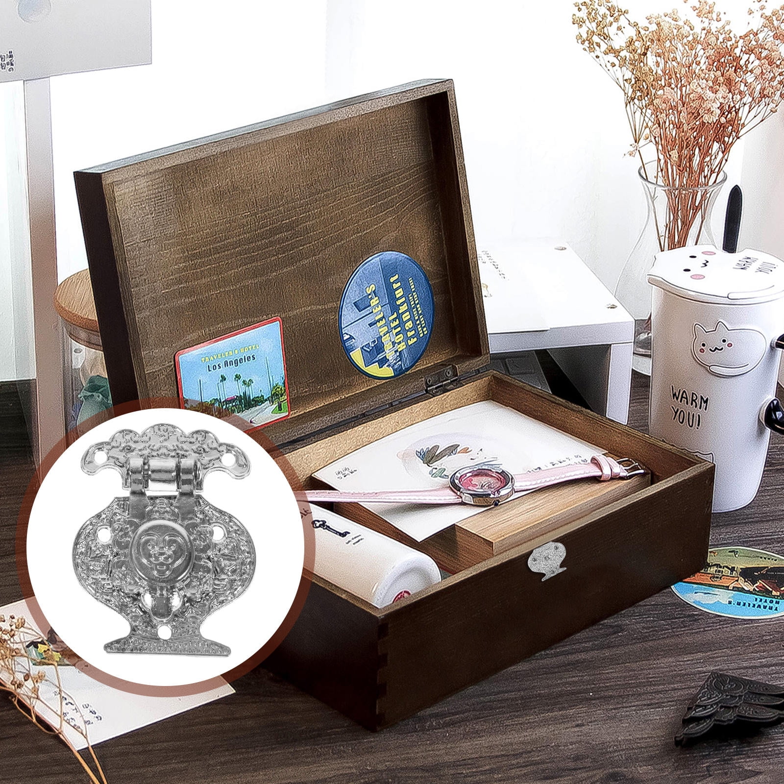 Luxshiny 9Pcs Vintage Box Hasp Silver Hasp Lock for DIY Users in Box ...