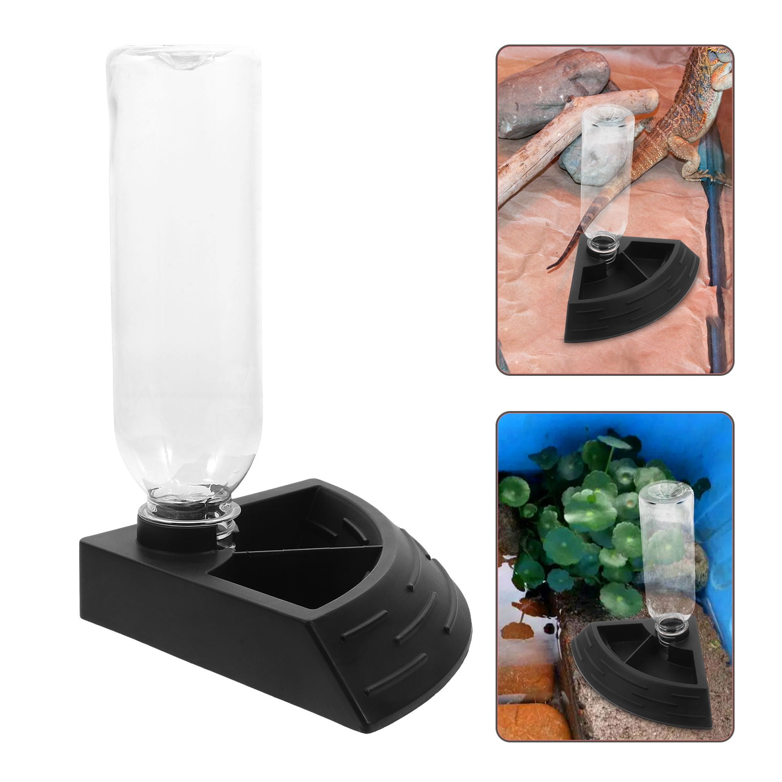 Luxshiny Automatic Water Feeding Reptile Water Bowl ABS Black 1 Set For ...