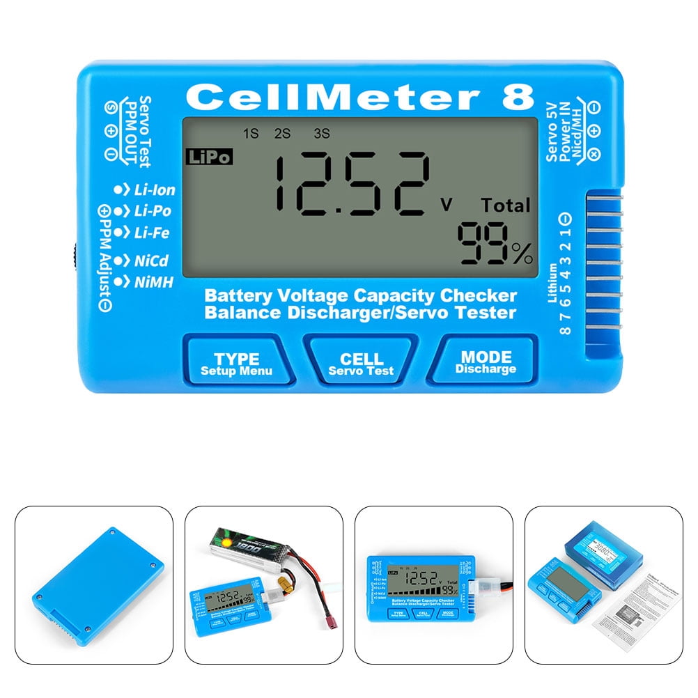 Luxshiny Battery Capacity Checker with LCD Backlight for Li Ion Li Po ...