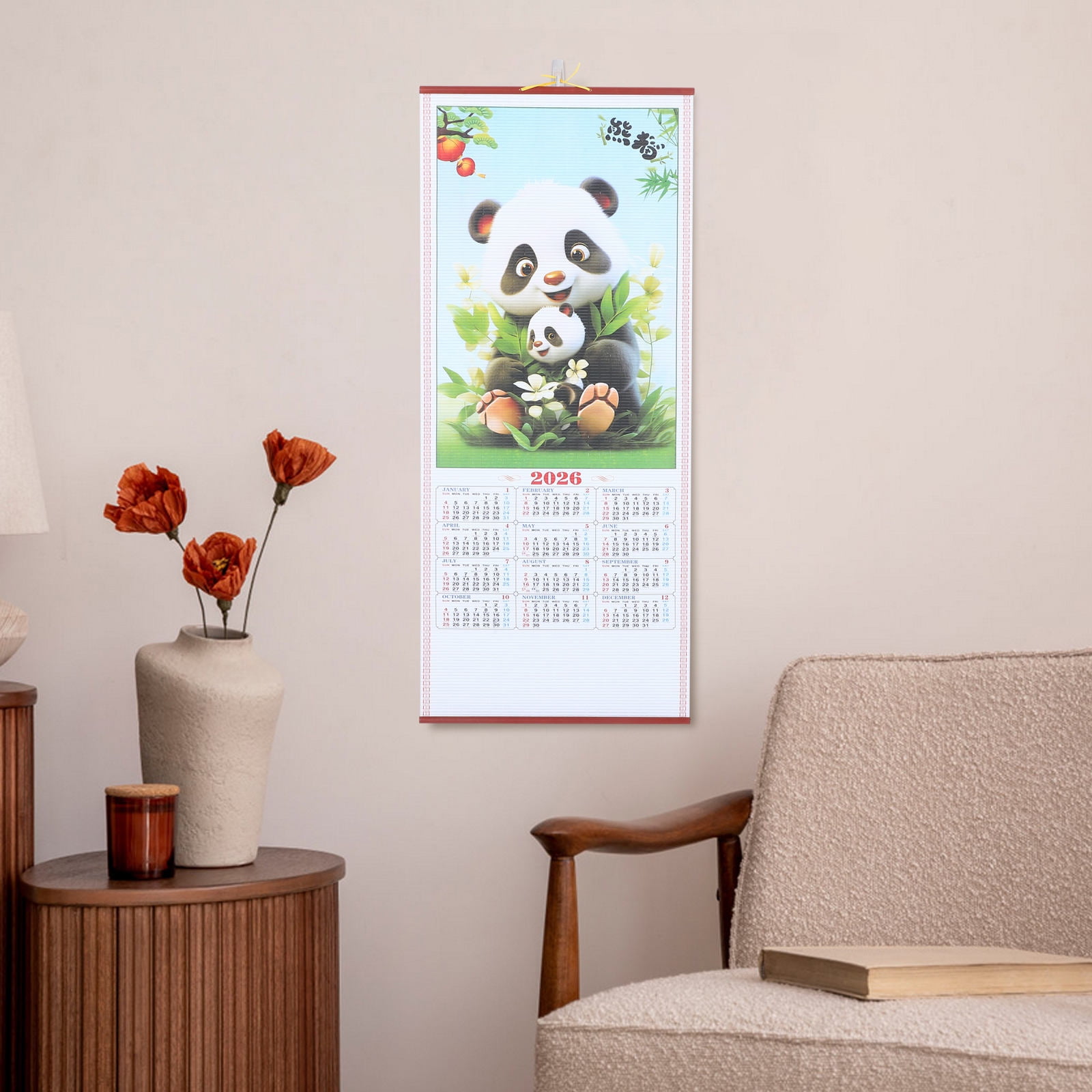 Luxshiny Chinese Zodiac Calendar Scroll Calendar Paper Lunar Year ...