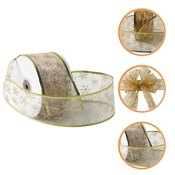 Luxshiny Christmas Decorative Gold Ribbon for Holiday Crafts and ...