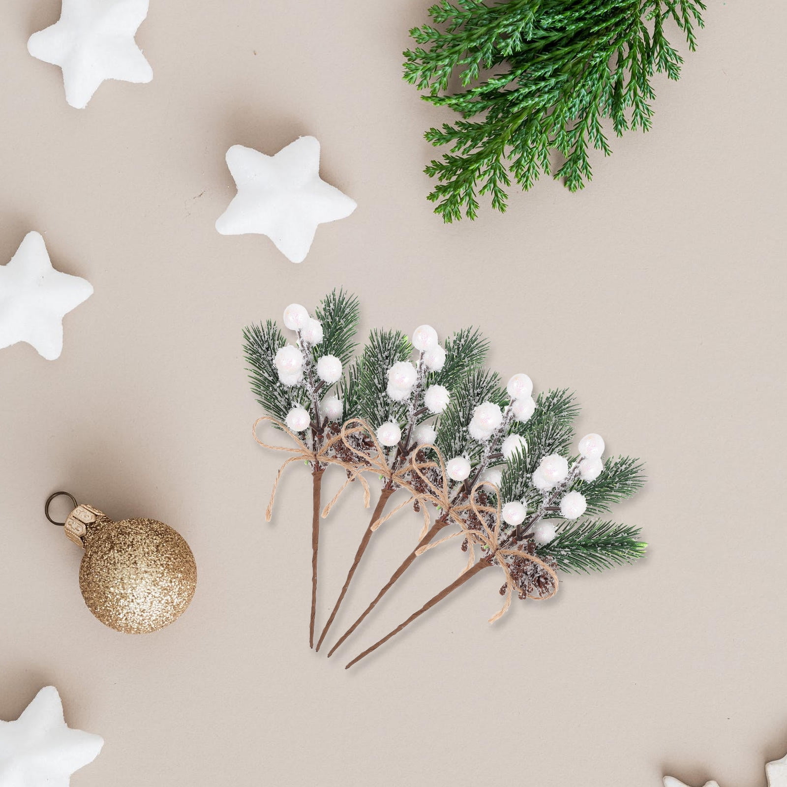 Luxshiny Christmas Simulation Berry Pine Needle Ornament 20Pcs Assorted ...