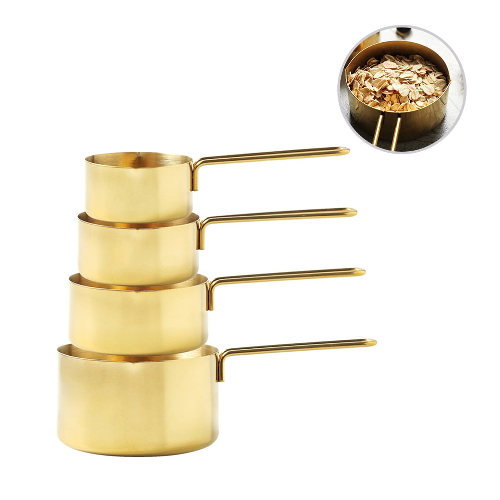Luxshiny Golden Measuring Cups with Engraved Measurements for Kitchen ...