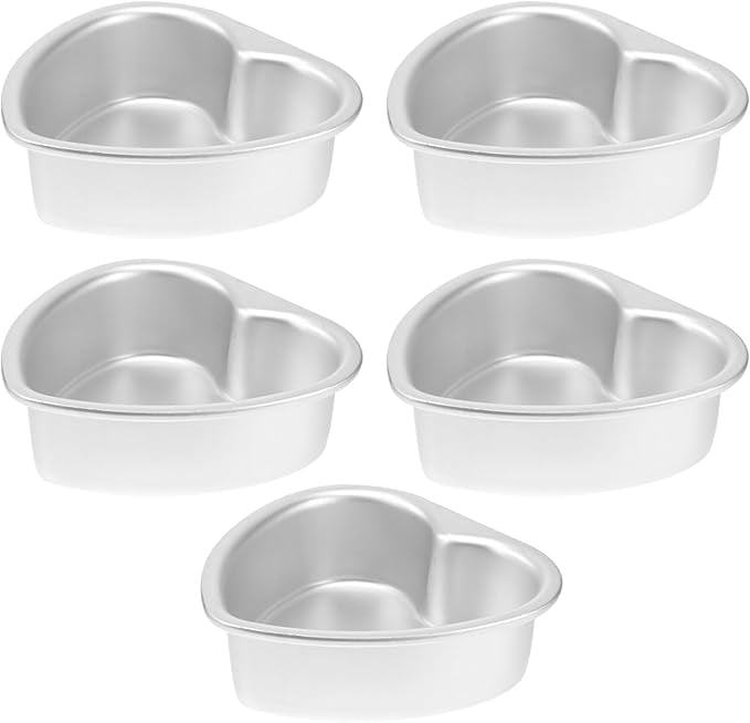 Luxshiny Heart Cake Pan 5pcs 4 Inch Mini Cake Pans Heart Shaped Cake ...