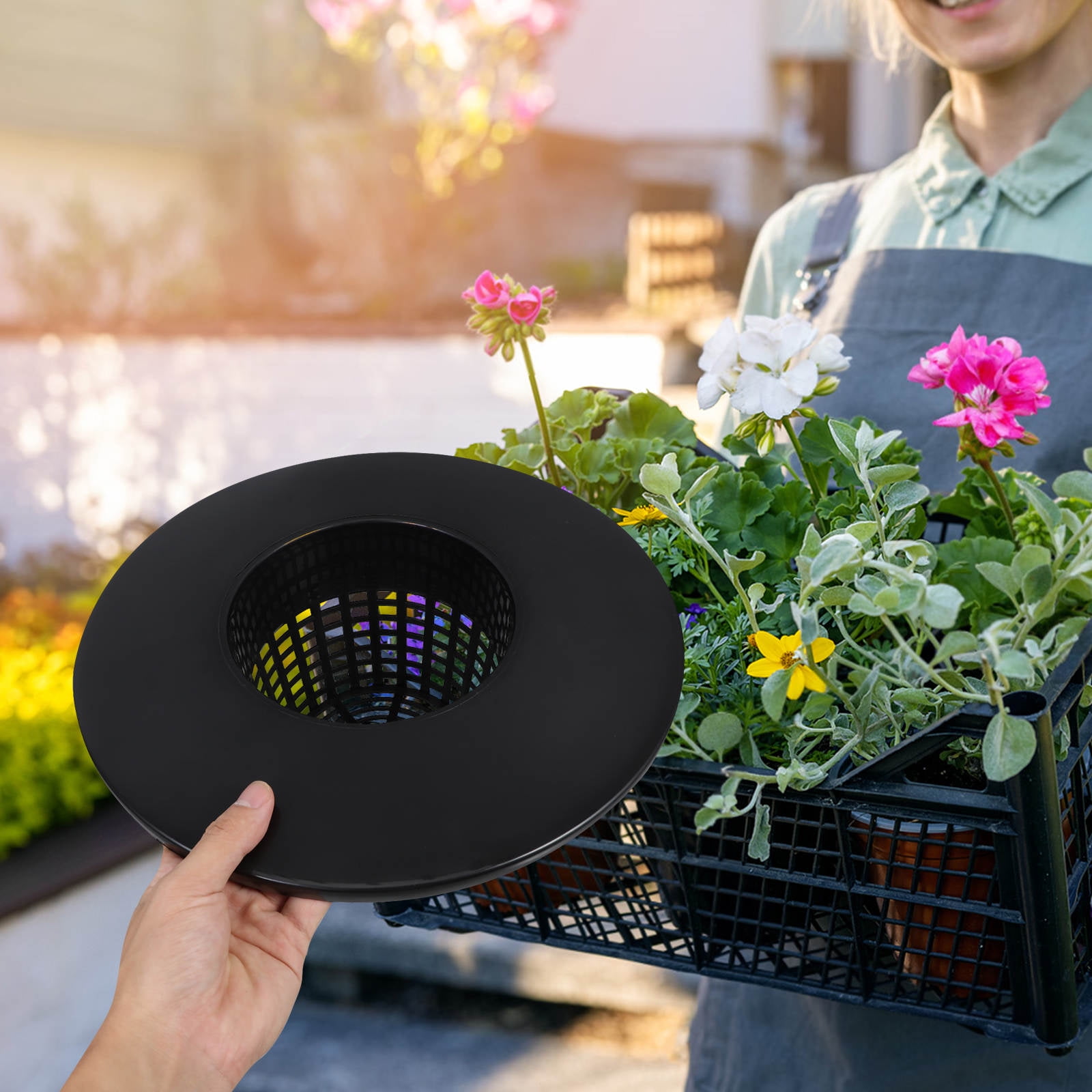 Luxshiny Hydroponics Cup Net Pots Black PP Round for Gardeners 1Pcs ...
