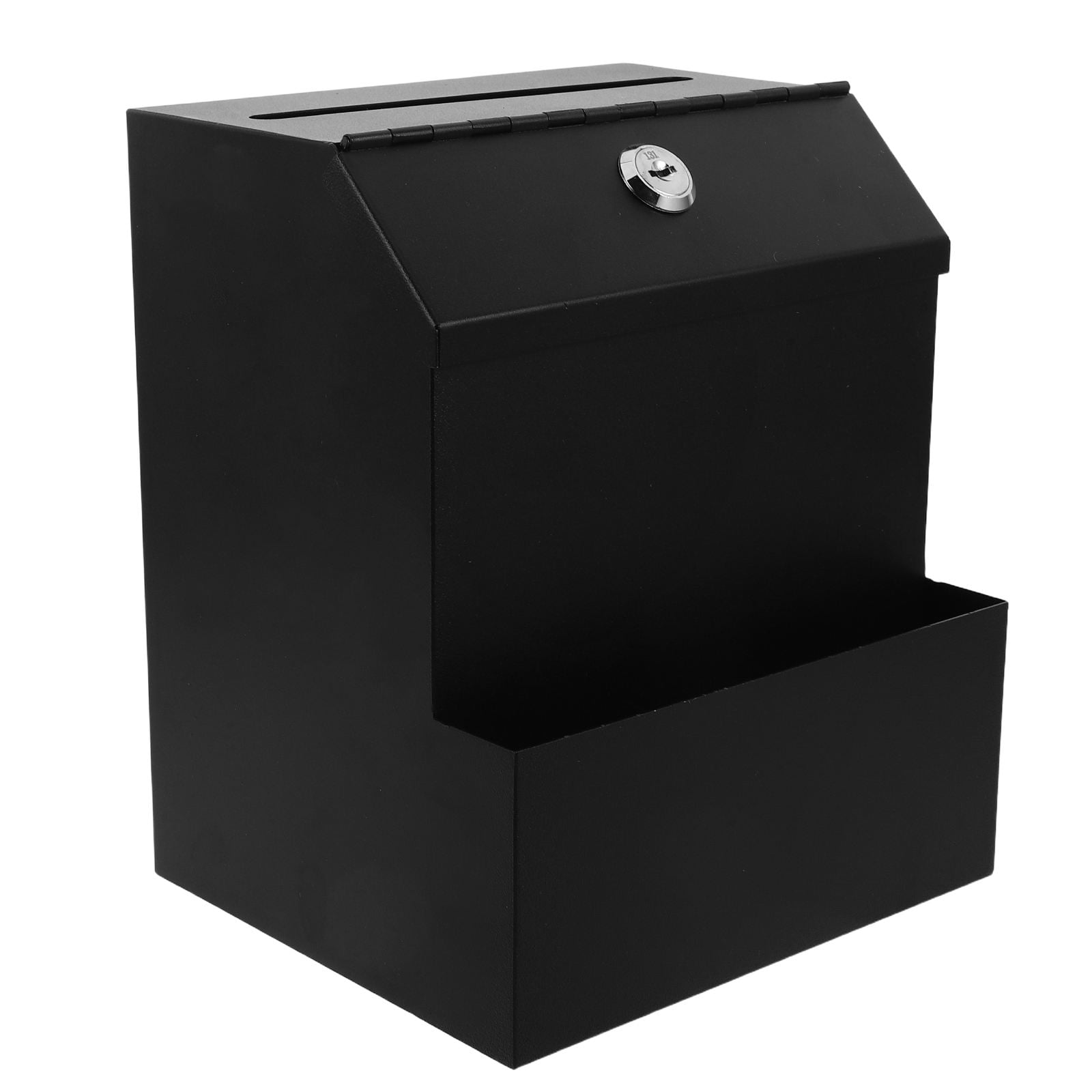 Luxshiny Lockable Black Suggestion Box with Slot for Voting Donation ...