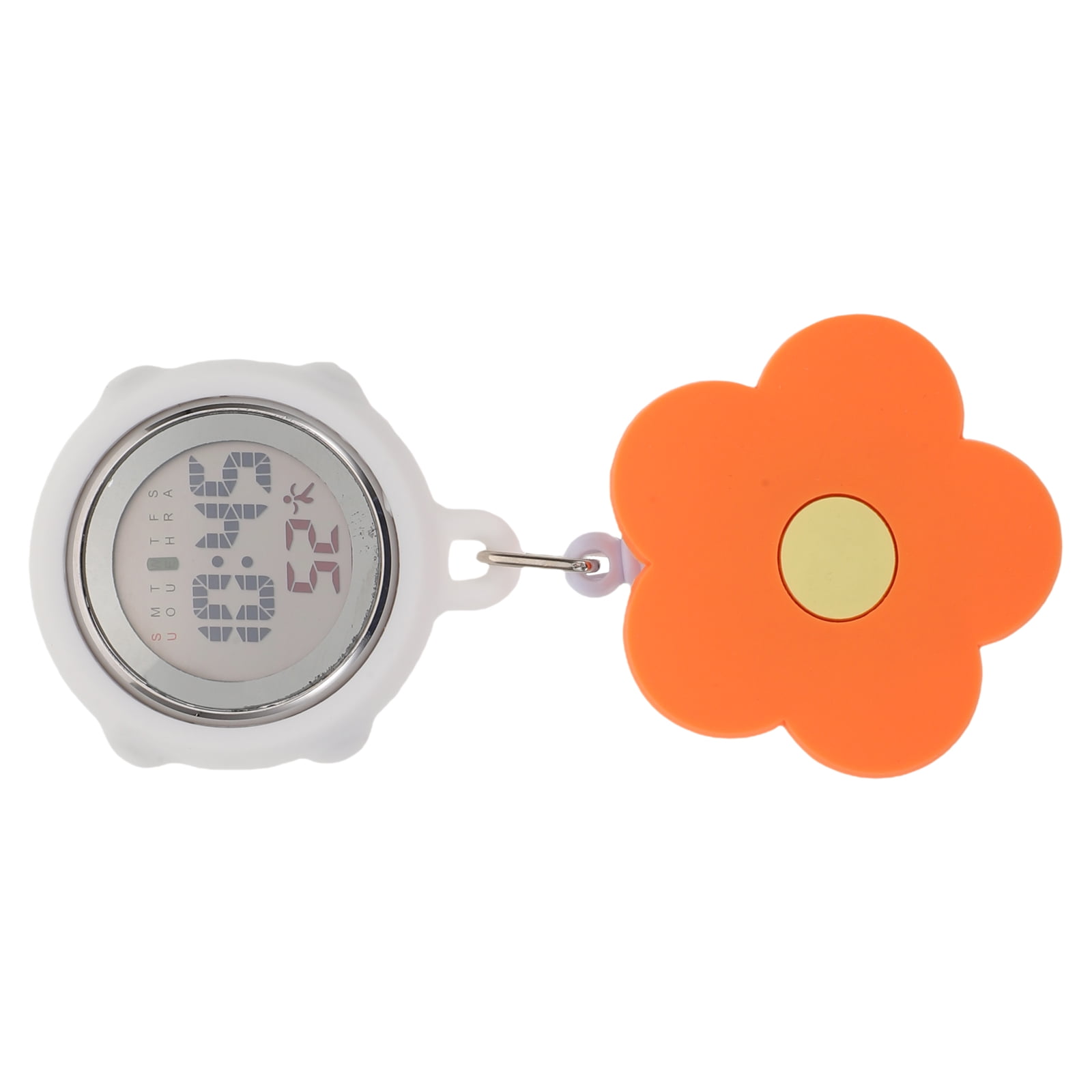 Luxshiny Digital Fob Watch with Orange Flower Silicone Case ...