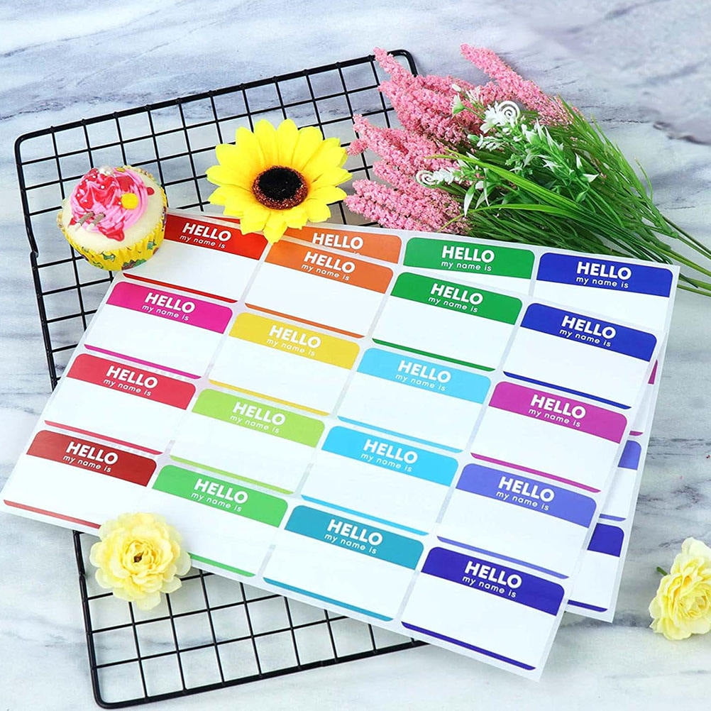Luxshiny Name Tag Design Rectangle Shape 300 Stickers Adhesive Sticker ...
