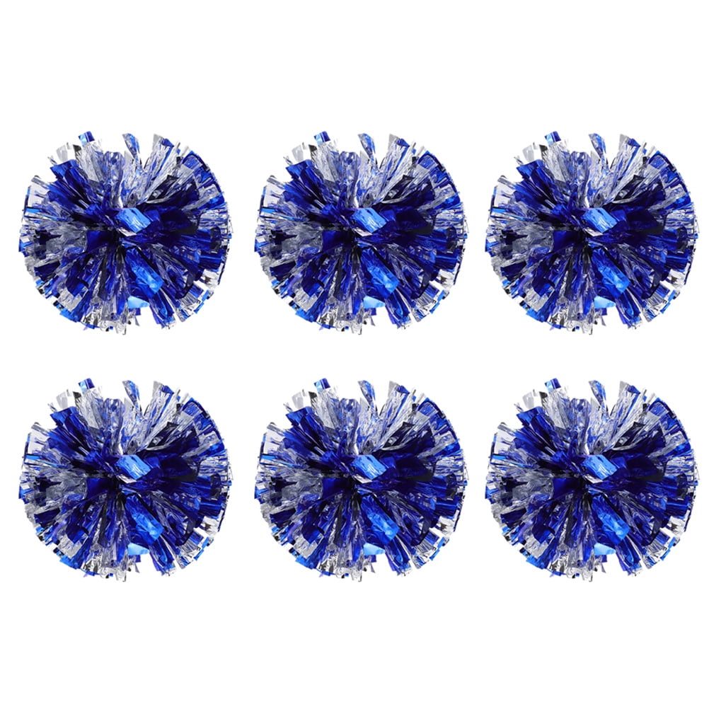 Luxshiny Reusable Cheerleader Pom Poms 6Set Blue Silver for Audience ...