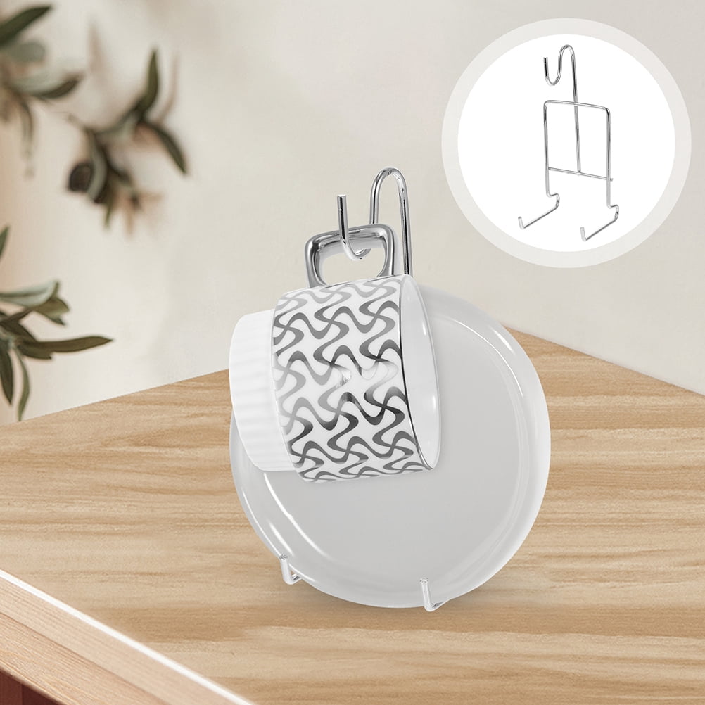 Luxshiny Silver Coffee Cup Holder Metal Display Stand for Cups and ...