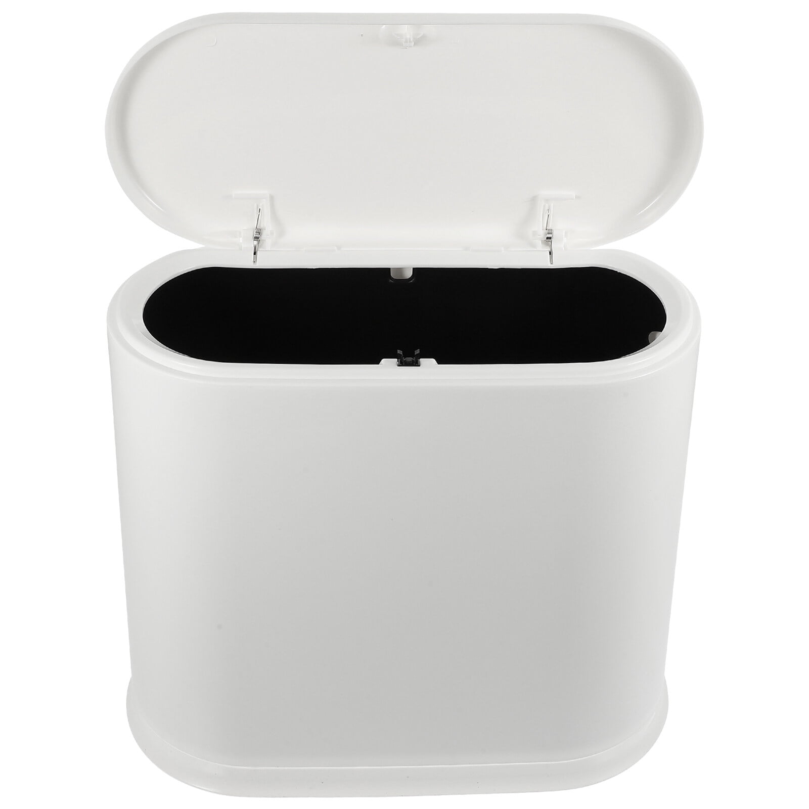 Luxshiny Slim White Plastic Trash Bin with Lid, Garbage Can for Kitchen ...
