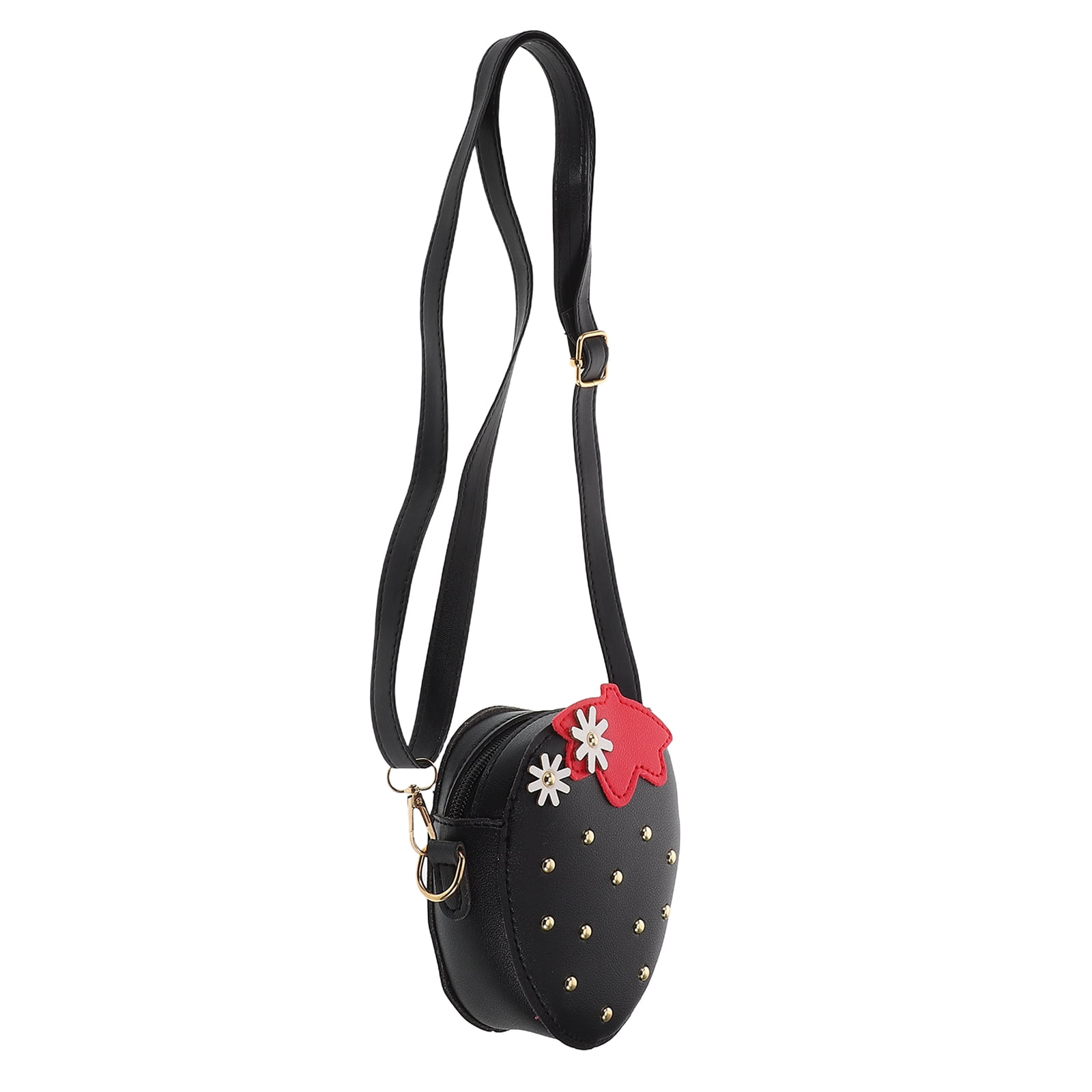 Luxshiny Strawberry Shaped Purse Black PU Fashionable Crossbody Bag ...