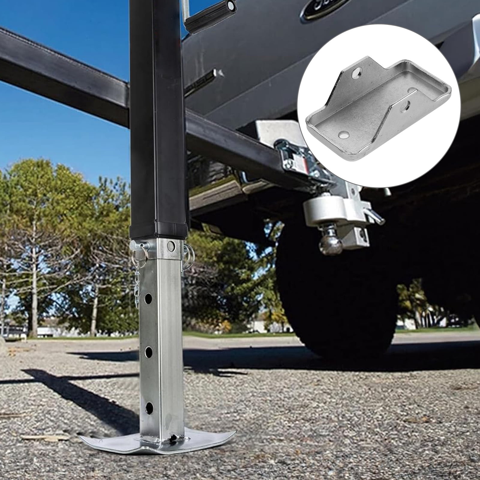 Luxshiny Trailer Jack Foot Bracket Silver Galvanized Iron 1 Automotive ...