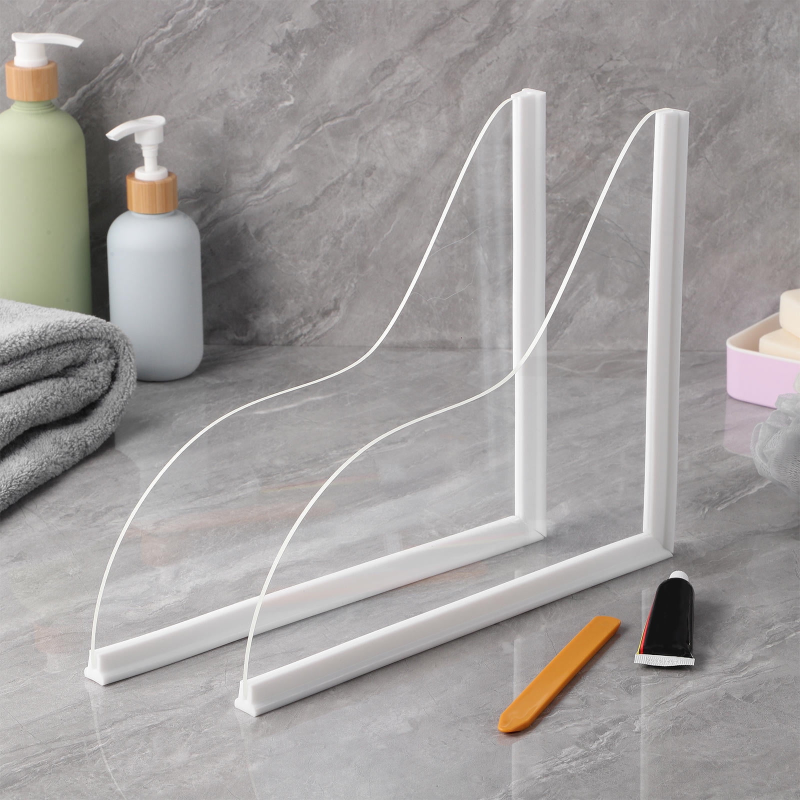 Luxshiny Transparent Acrylic Bathtub Splash Guard with Silicone for ...