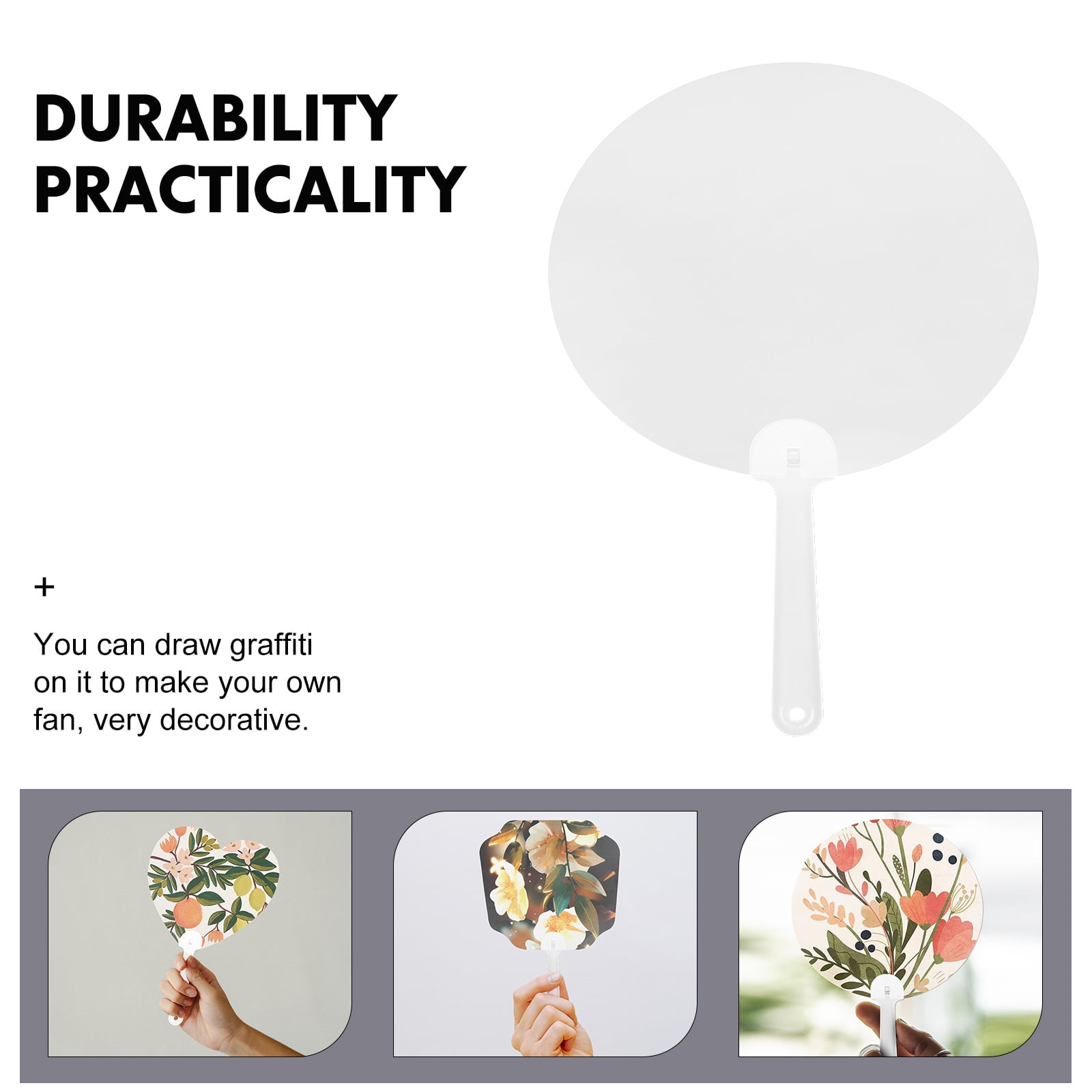 Luxshiny Transparent PVC Blank Fan 50Pack for Hand Fan Bulk Use in Diy ...