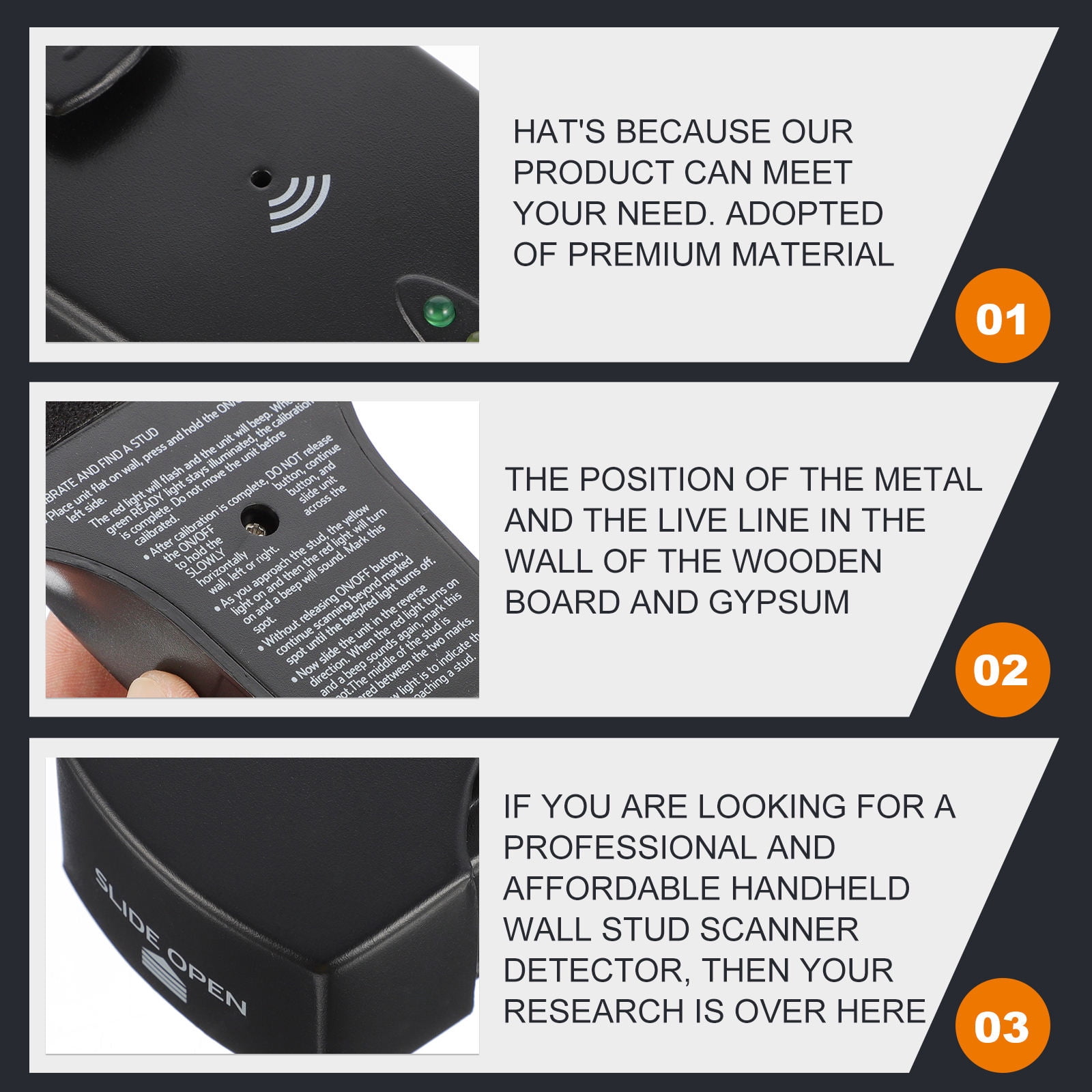Luxshiny Wall Metal Detector Sensor with Light Ergonomic Wall Scanner ...