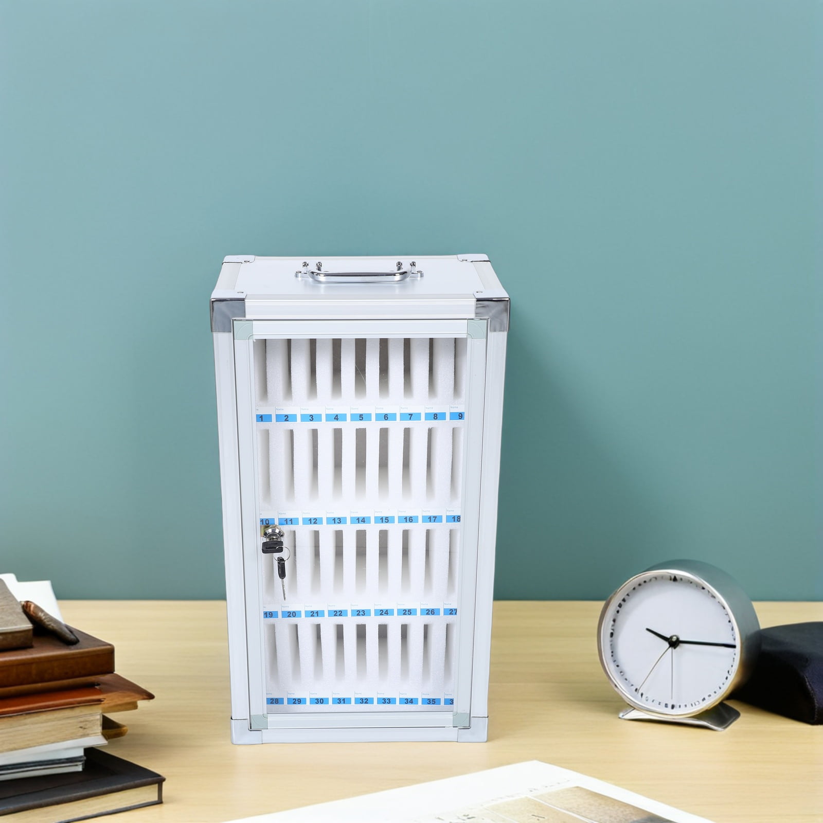 Luxshiny White Mobile Phone Storage Rack with Lock for Office Efficient ...