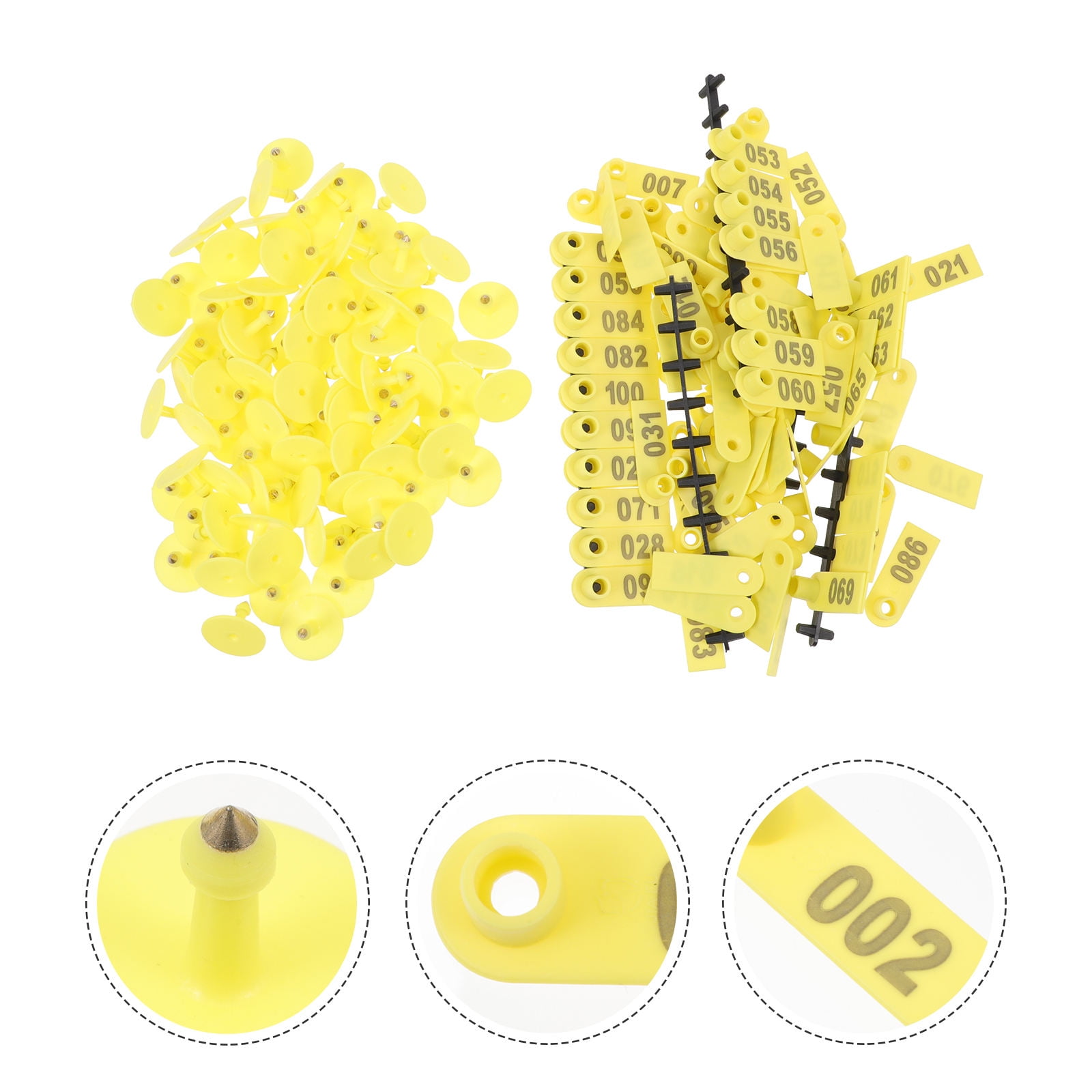 Luxshiny Yellow Rectangle Animal Ear Tags Numbered For Cattle Goats ...