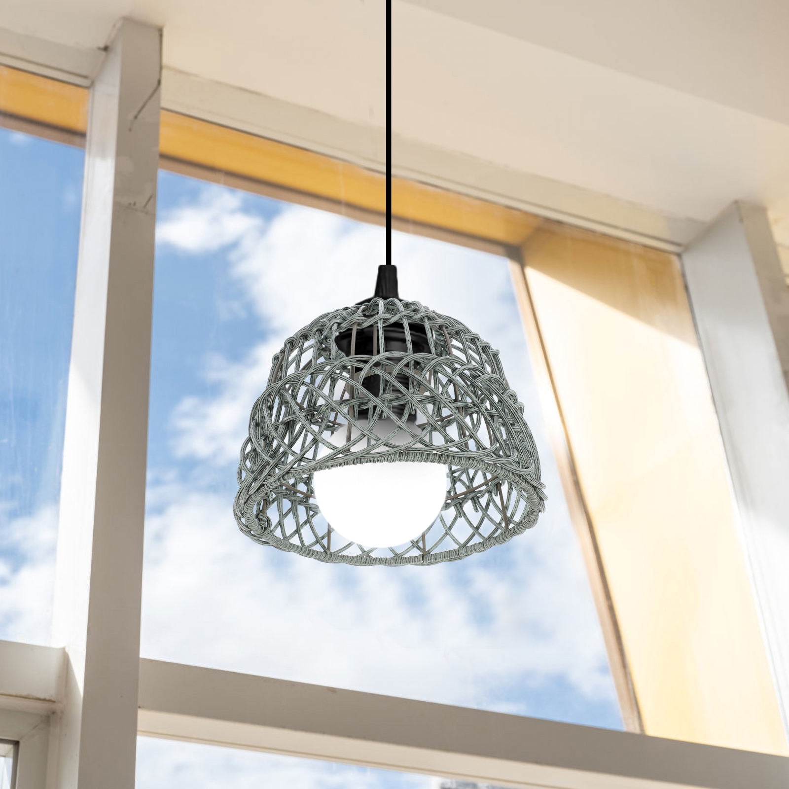 Luxshiny ceiling grey woven lamp shade Lamp Shade Grey 1Set Rustic ...