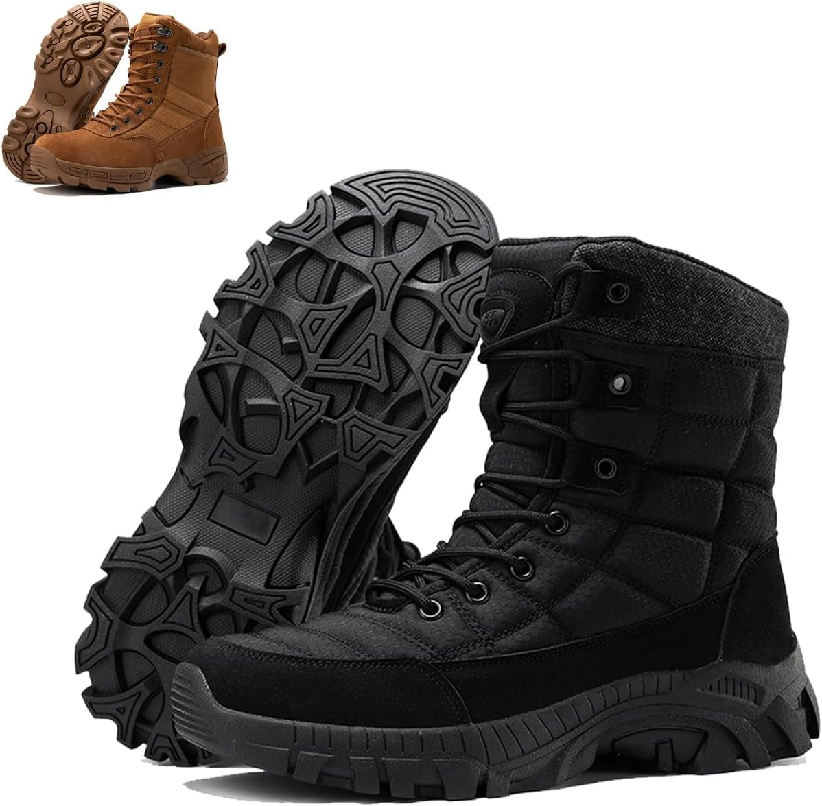 Luxsines Leather Boots, Men Orthopedic Work Boots Non-Slip Waterproof ...