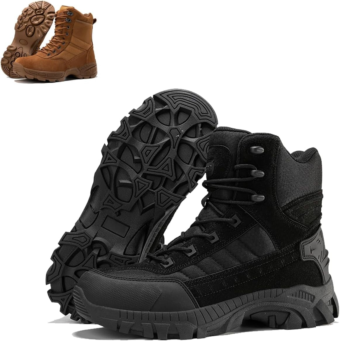 Luxsines Leather Boots, Men Orthopedic Work Boots Non-Slip Waterproof ...