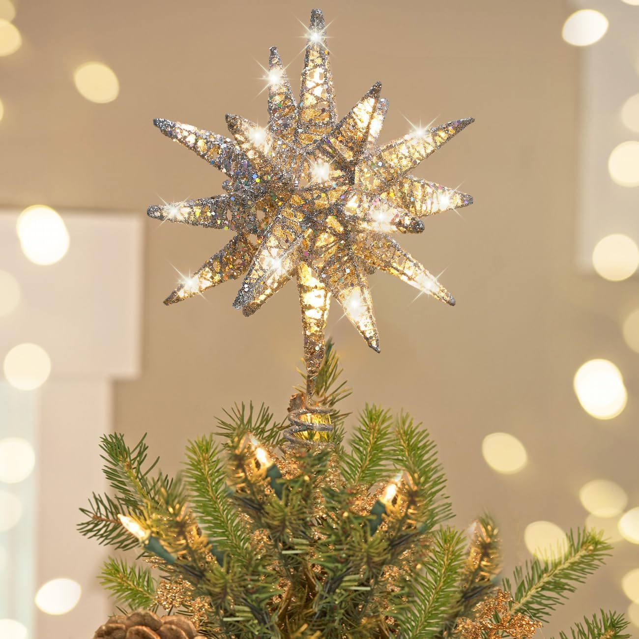 Christmas Tree Topper with Light 2D Acrylic Angel Reusable Xmas Tree ...