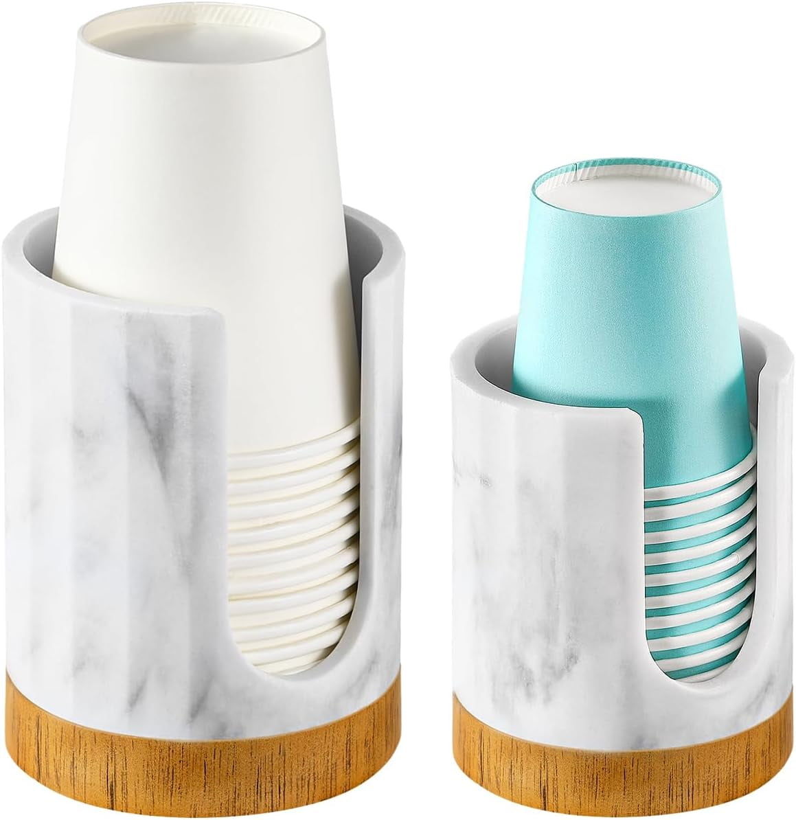 Luxspire Cup Dispenser, 3+7oz Bathroom Cup Dispenser, Marble Resin Cup ...