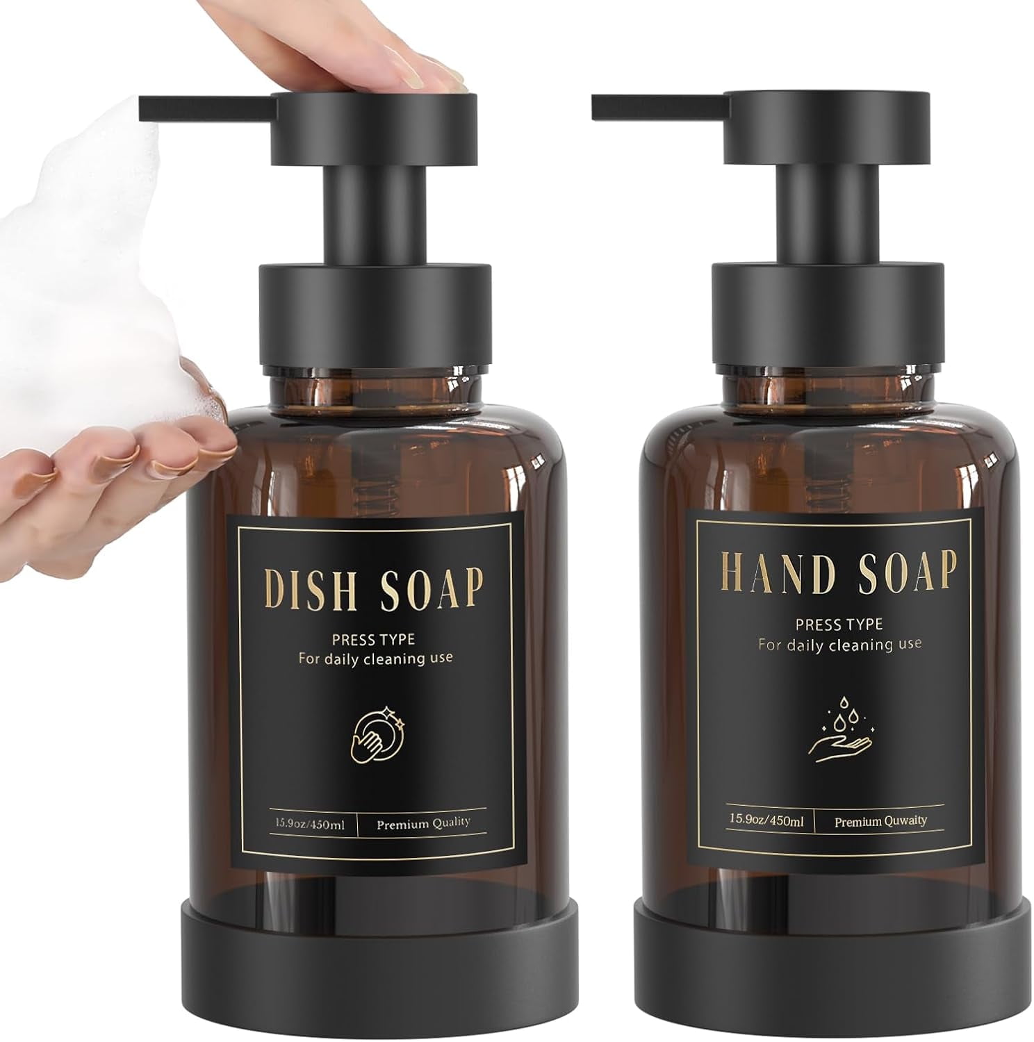 Luxspire, Foaming Soap Dispenser, 15 Oz, Glass Pump, 2 Pack - Walmart.com