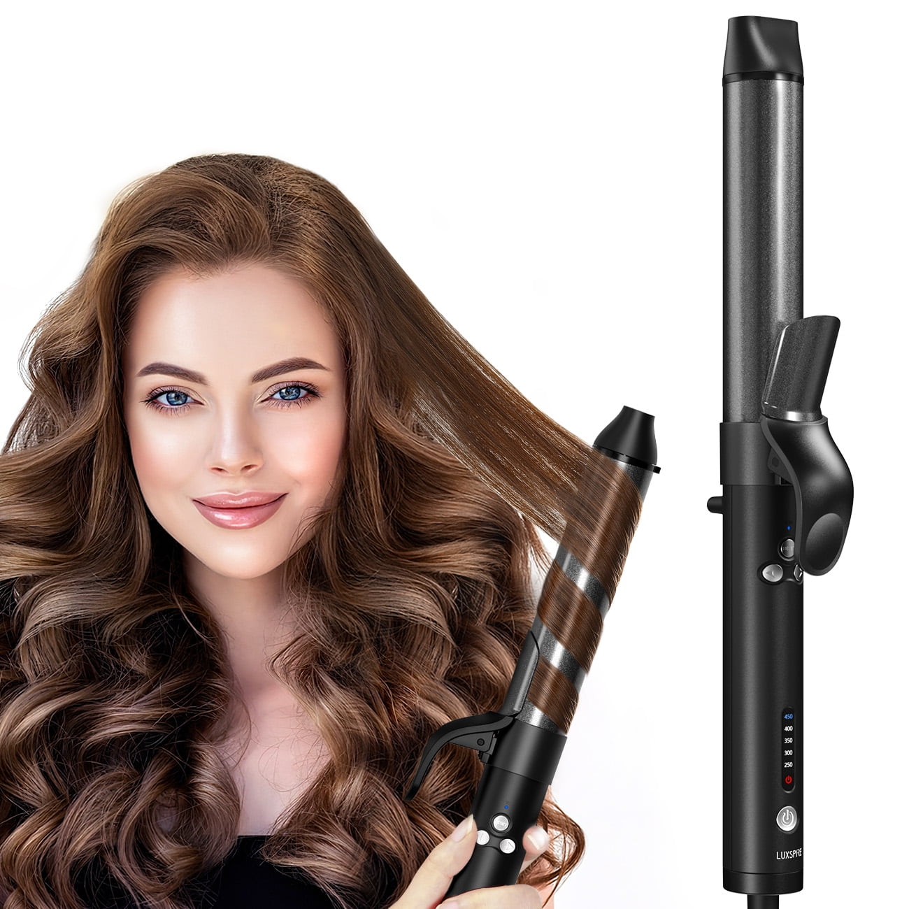 Luxspire Rotating Curling Iron, 1 1/4 inch Automatic Curling Iron ...