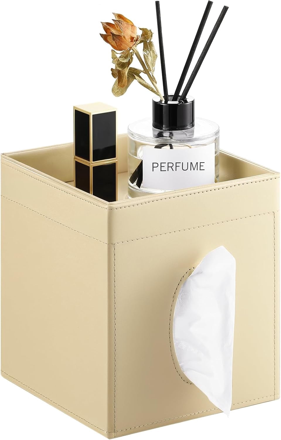 Luxspire Square Tissue Box Cover, PU Leather Square Tissue Box Cover ...