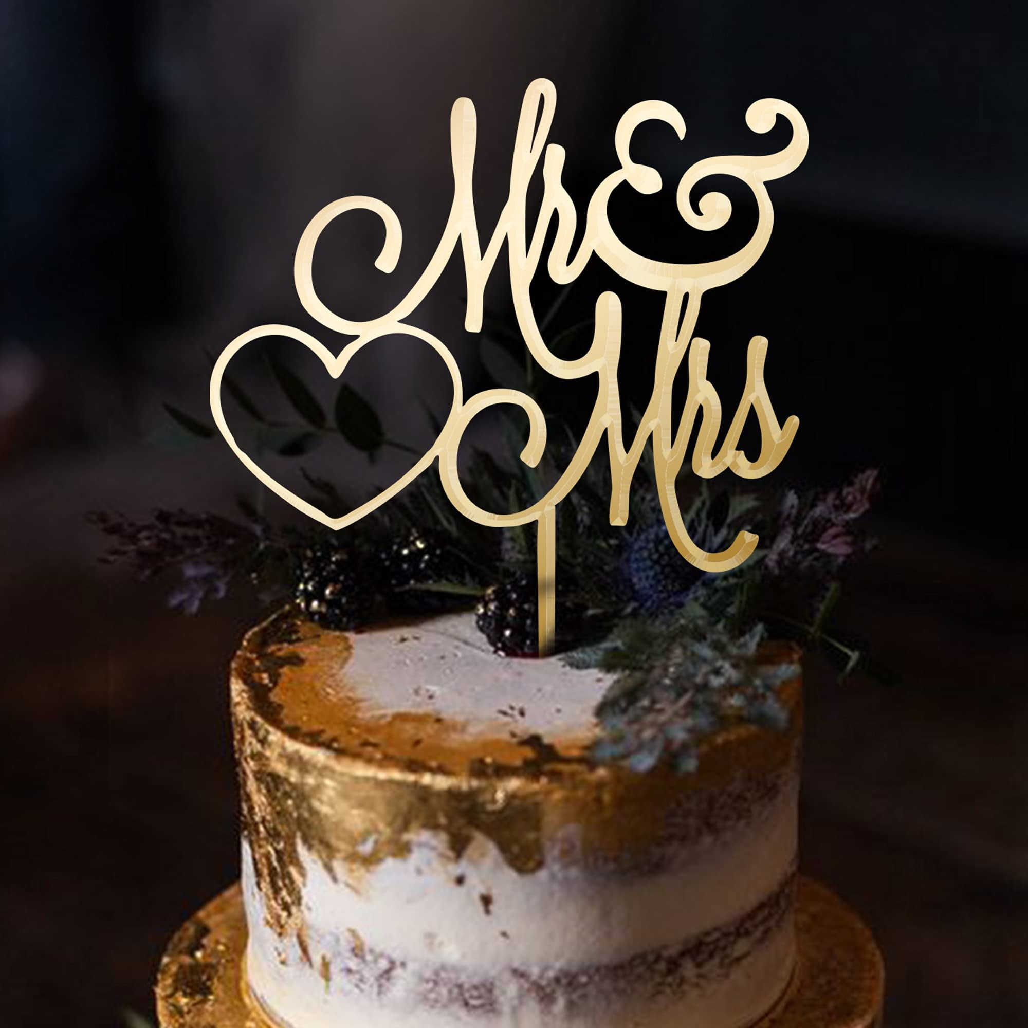 Luxtomi - Premium AJH3 Wedding Cake Toppers, Wooden Wedding Cake Bride ...