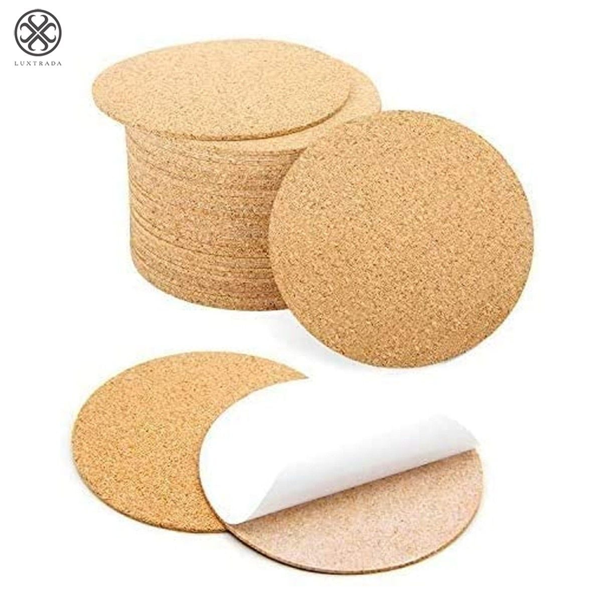 Luxtrada 10/30 Pack Self-Adhesive Cork Round 4 x 4 Inches Cork Backing ...