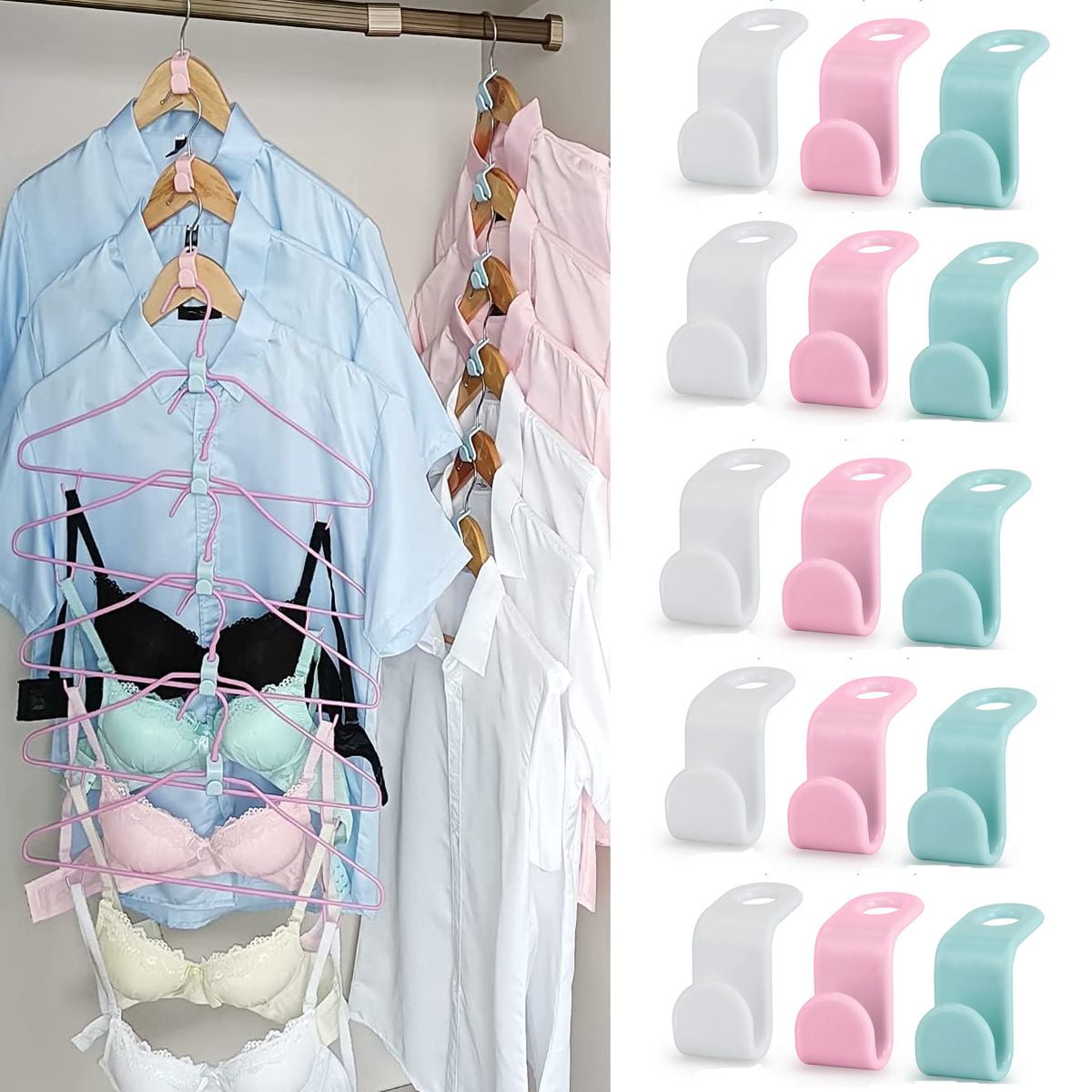 Luxtrada 10 Pcs Clothes Hanger Connector Hooks, Plastic Cascading ...