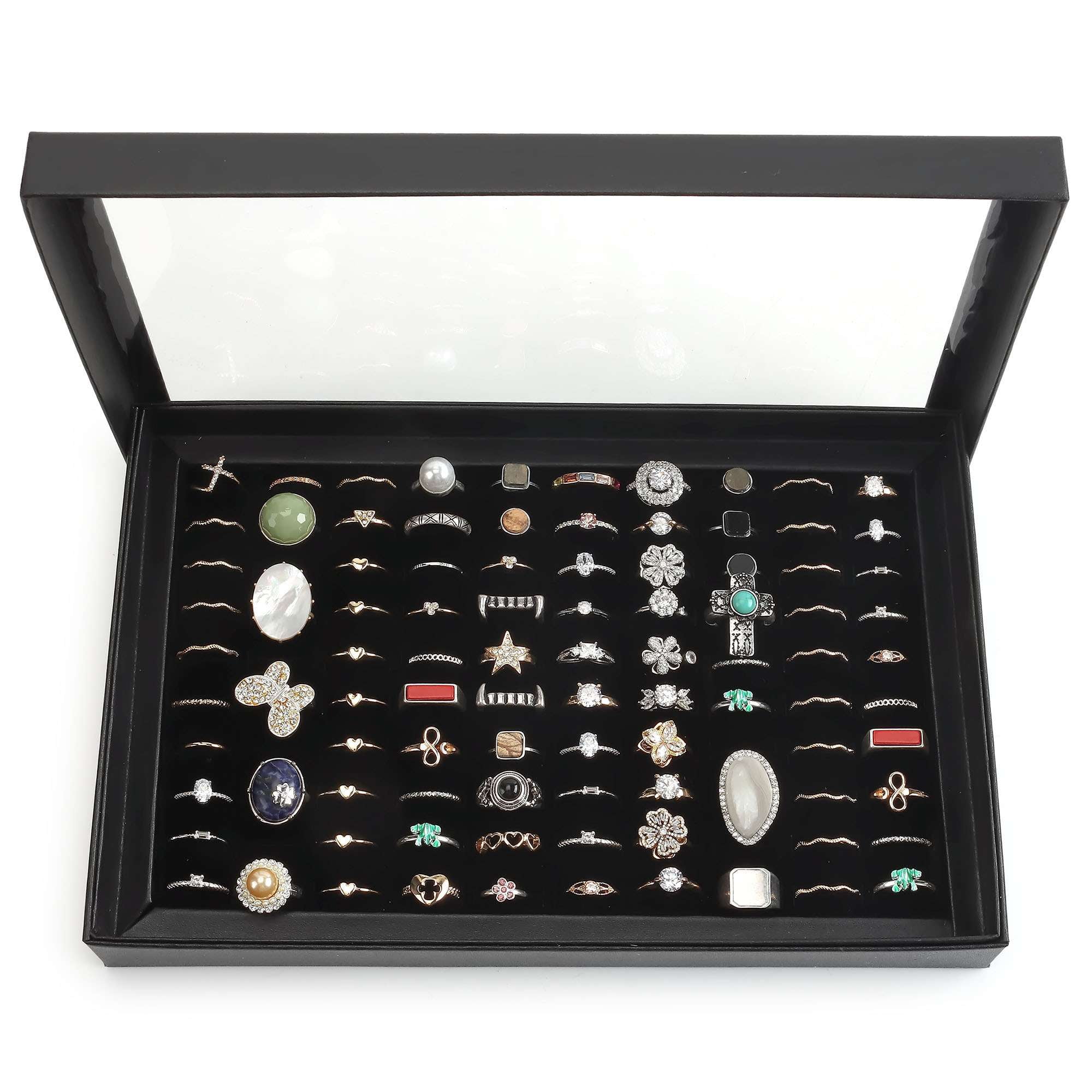Luxtrada 100 Slot Ring Holder Display Tray Jewelry Organizer Stands for ...