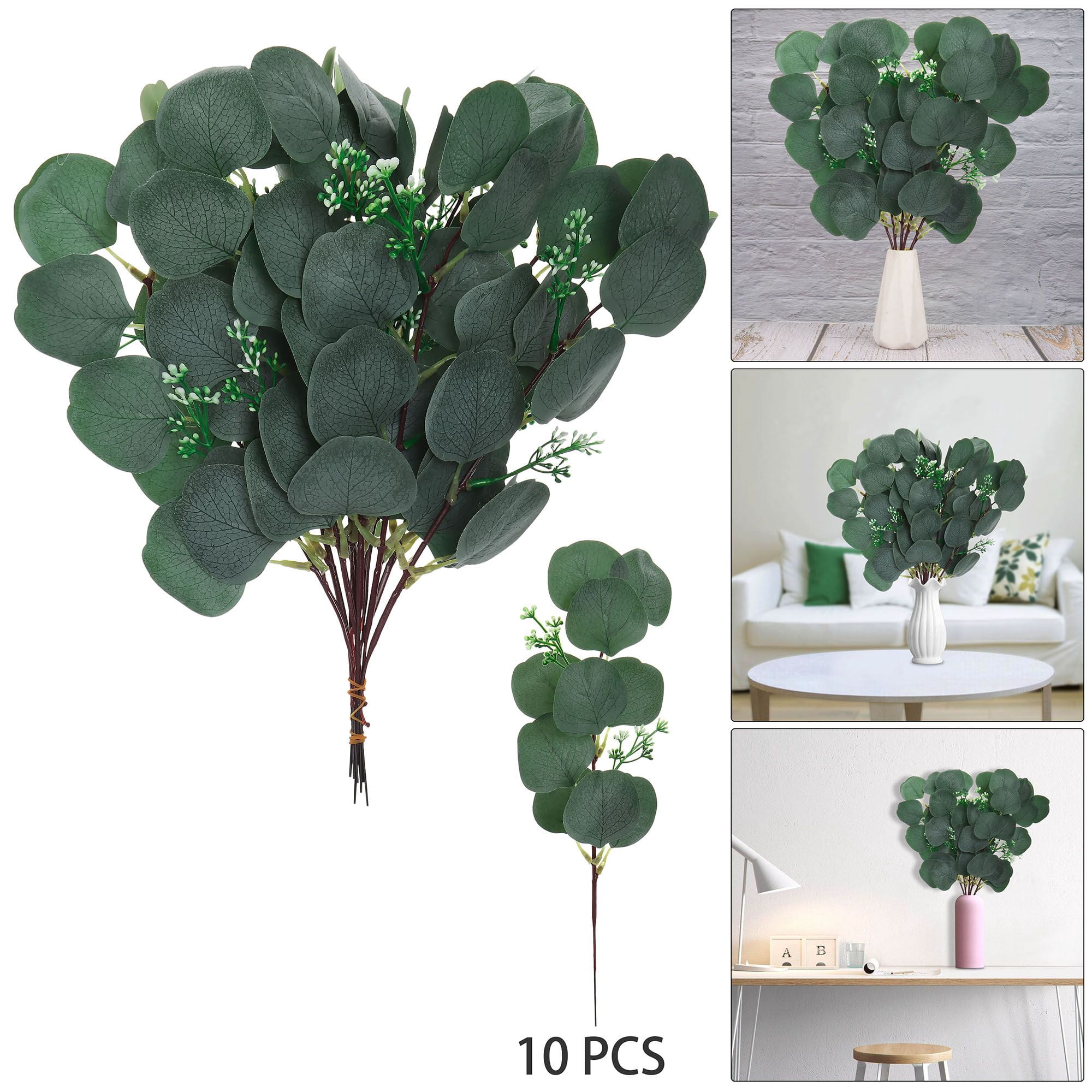 Luxtrada 10PCS Artificial Eucalyptus Leaves Stems Garland Wreath ...