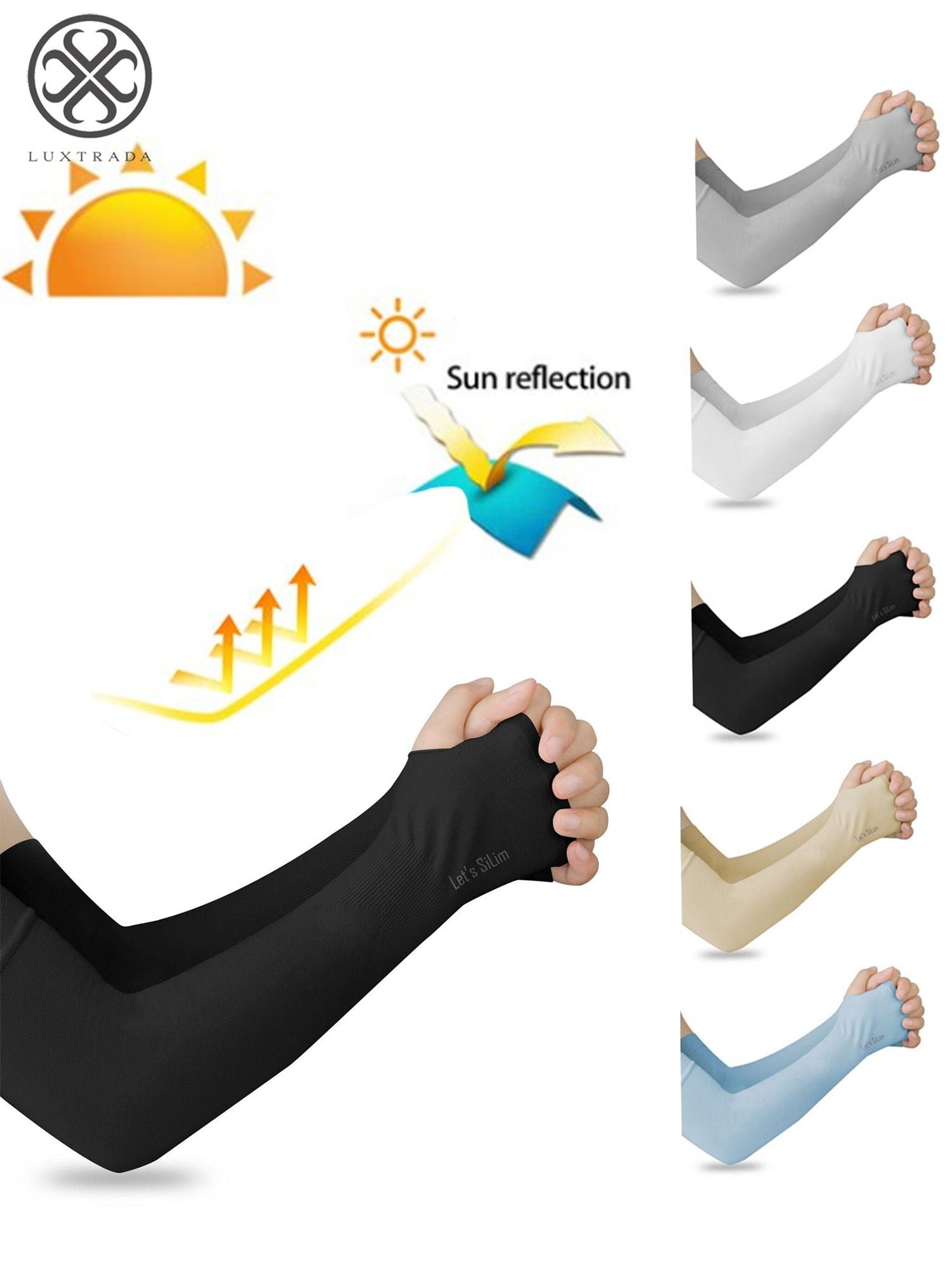 Luxtrada 10pack（5Pair) Compression Arm Sleeves Cooling Sun UV ...