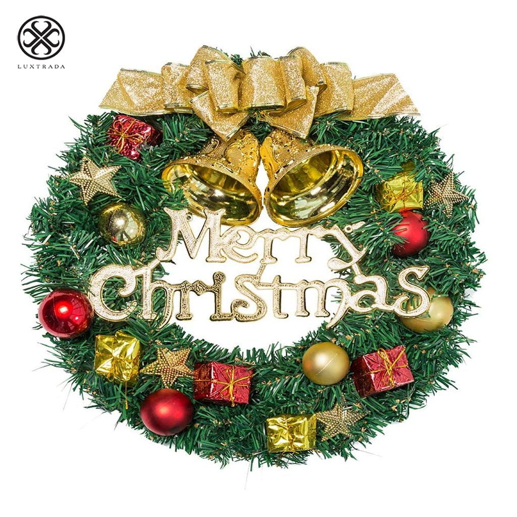 Luxtrada 11.8 Inch Pine Artificial Christmas Wreath, Garland with ...