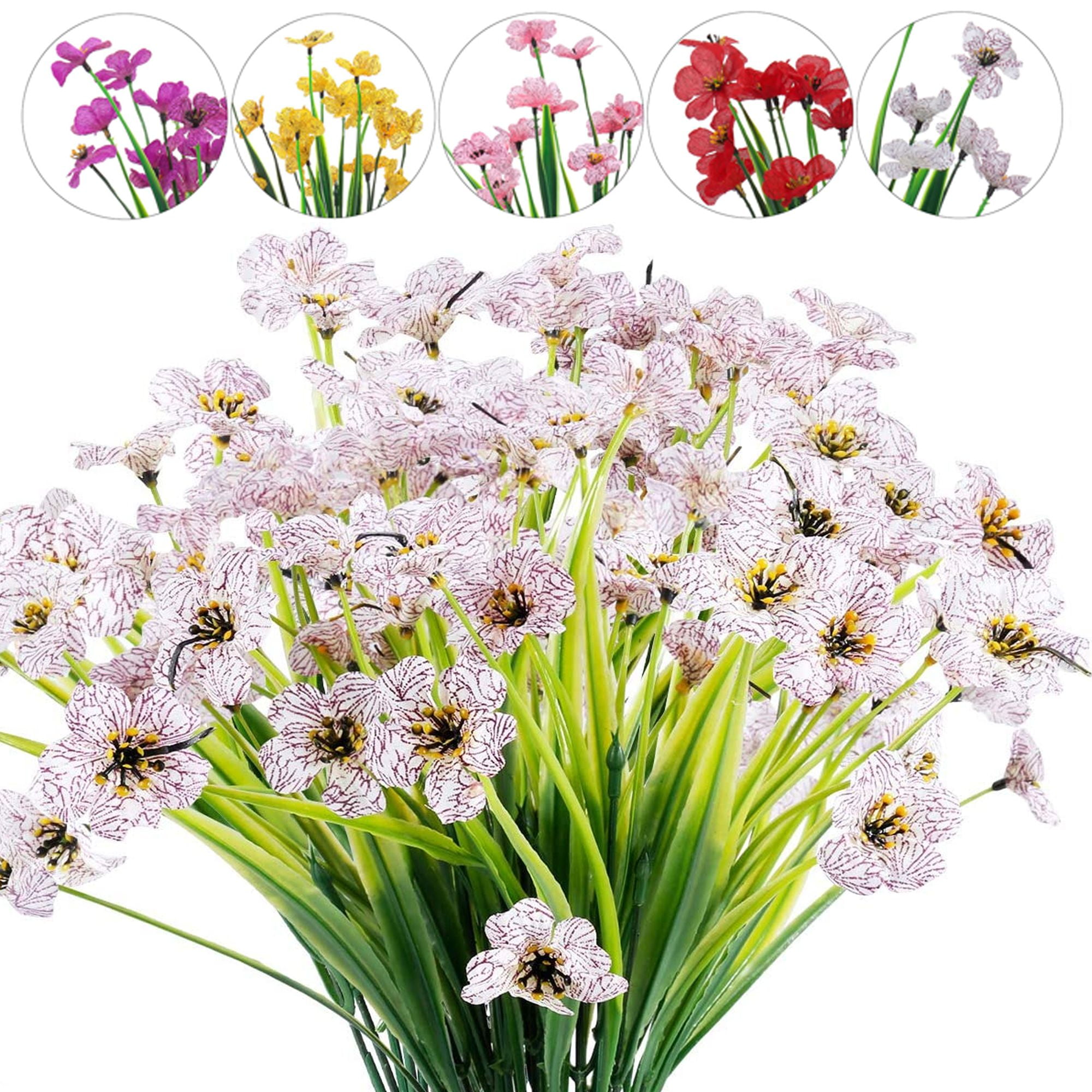 Luxtrada 12 Bundles Artificial Flowers Outdoor UV Resistant Fake ...